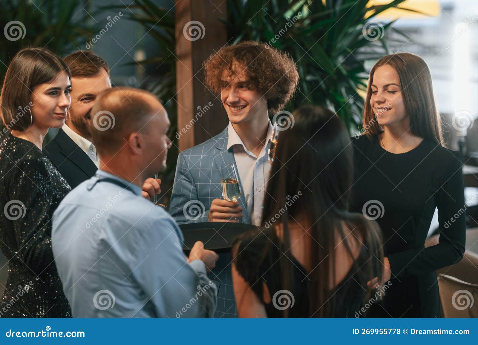 Conception of Celebrating Event. Group of People in Elegant Clothes are ...