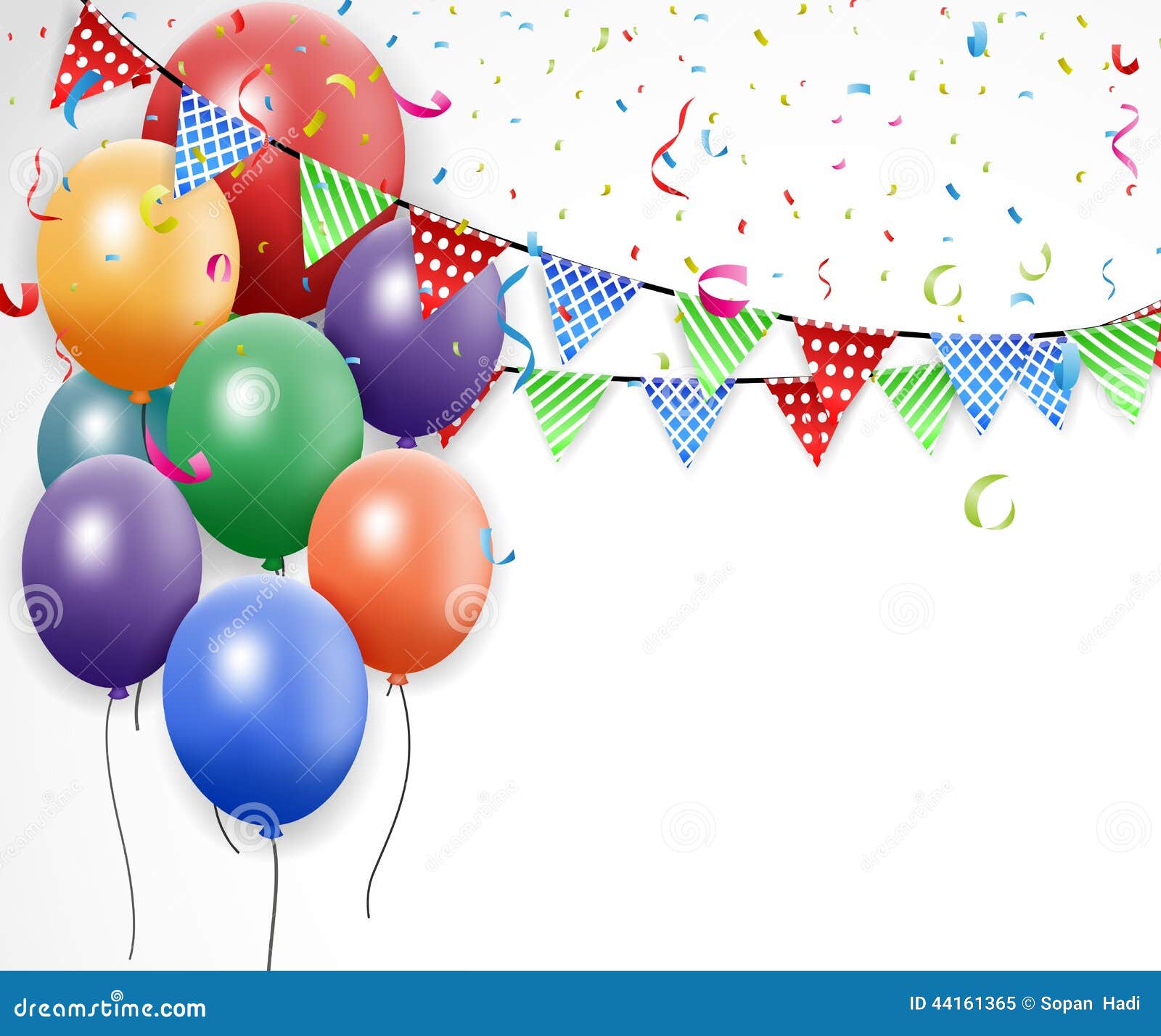 Conception D'anniversaire Avec Le Ballon Et Les Confettis Illustration ...