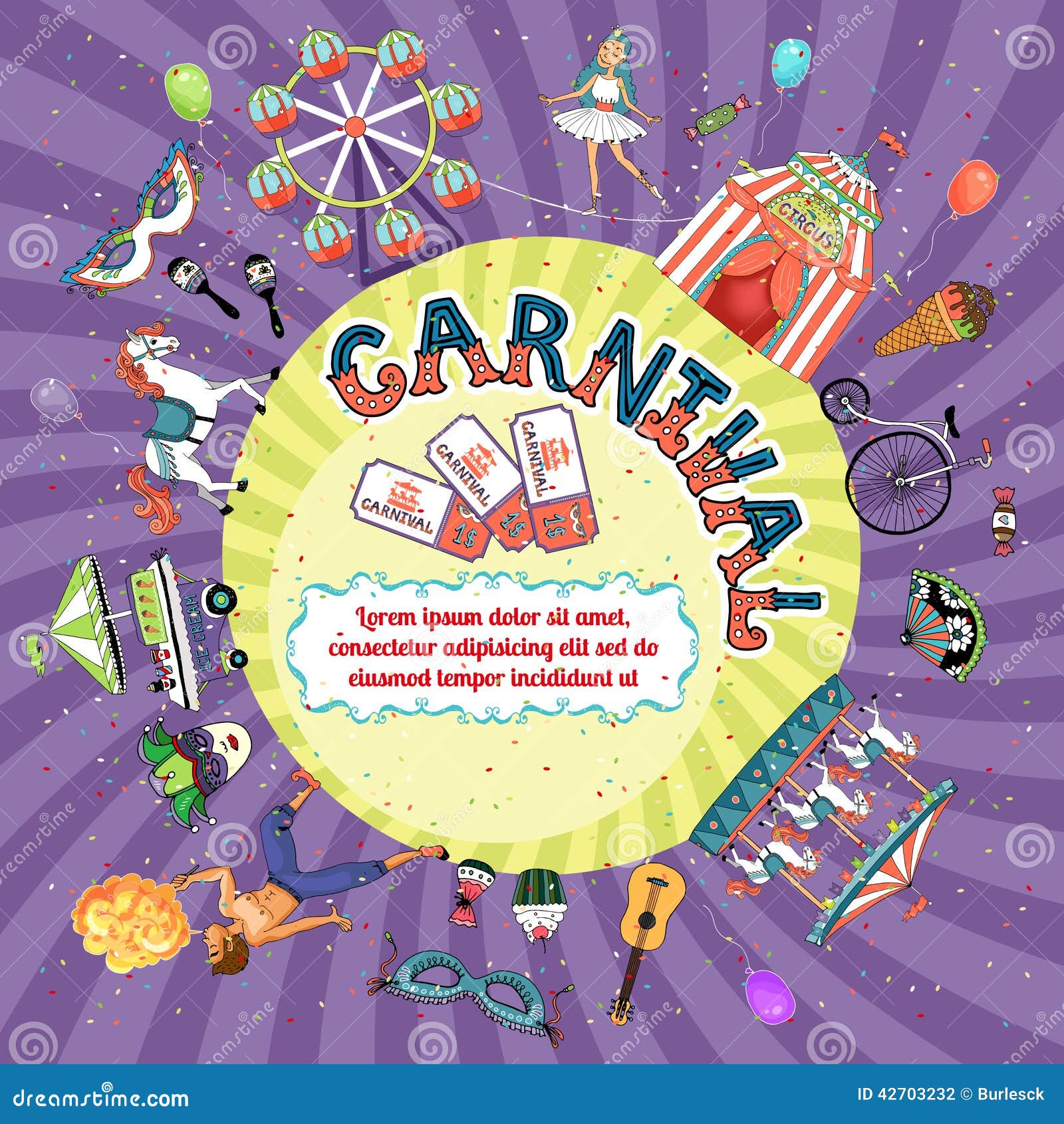 Conception D'invitation De Carnaval De Vecteur Illustration de Vecteur ...