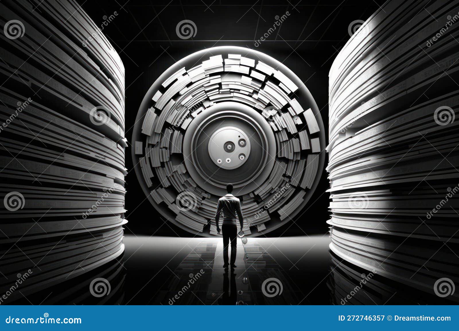 Conception of Database. Human is Looking for Data. Beautiful Colorful ...