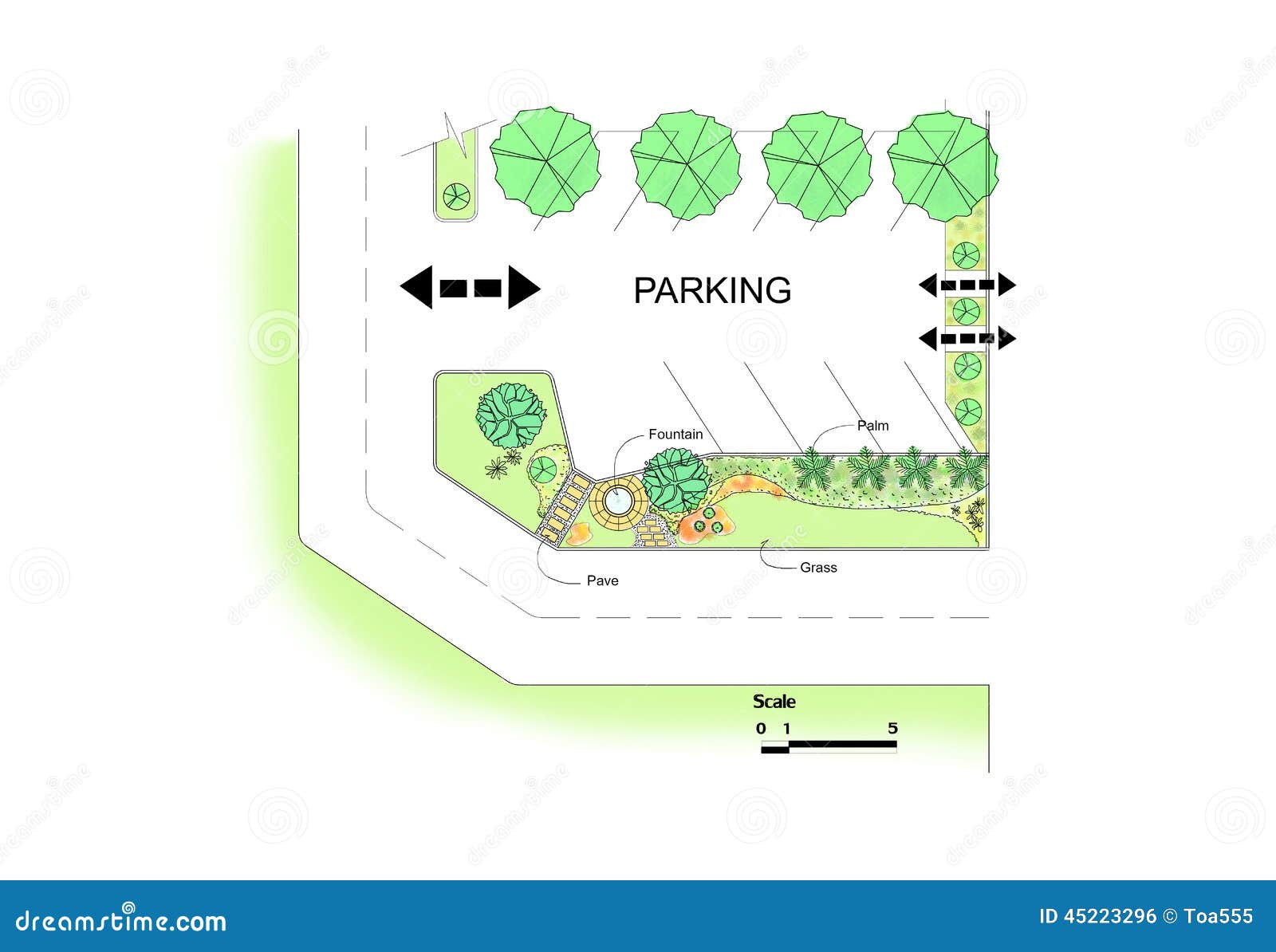 Conception De Jardin De Parking Illustration Stock - Illustration du ...