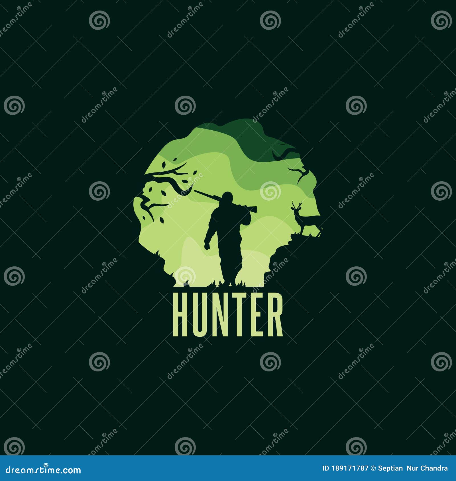 Conception De Logo De Chasseur Avec Le Gradient De Cerfs Et D'arbre ...