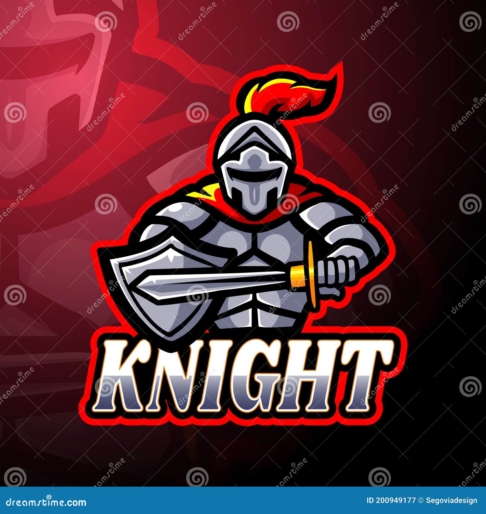 Conception De Mascotte Du Logo De Chevalier Esport Illustration de ...