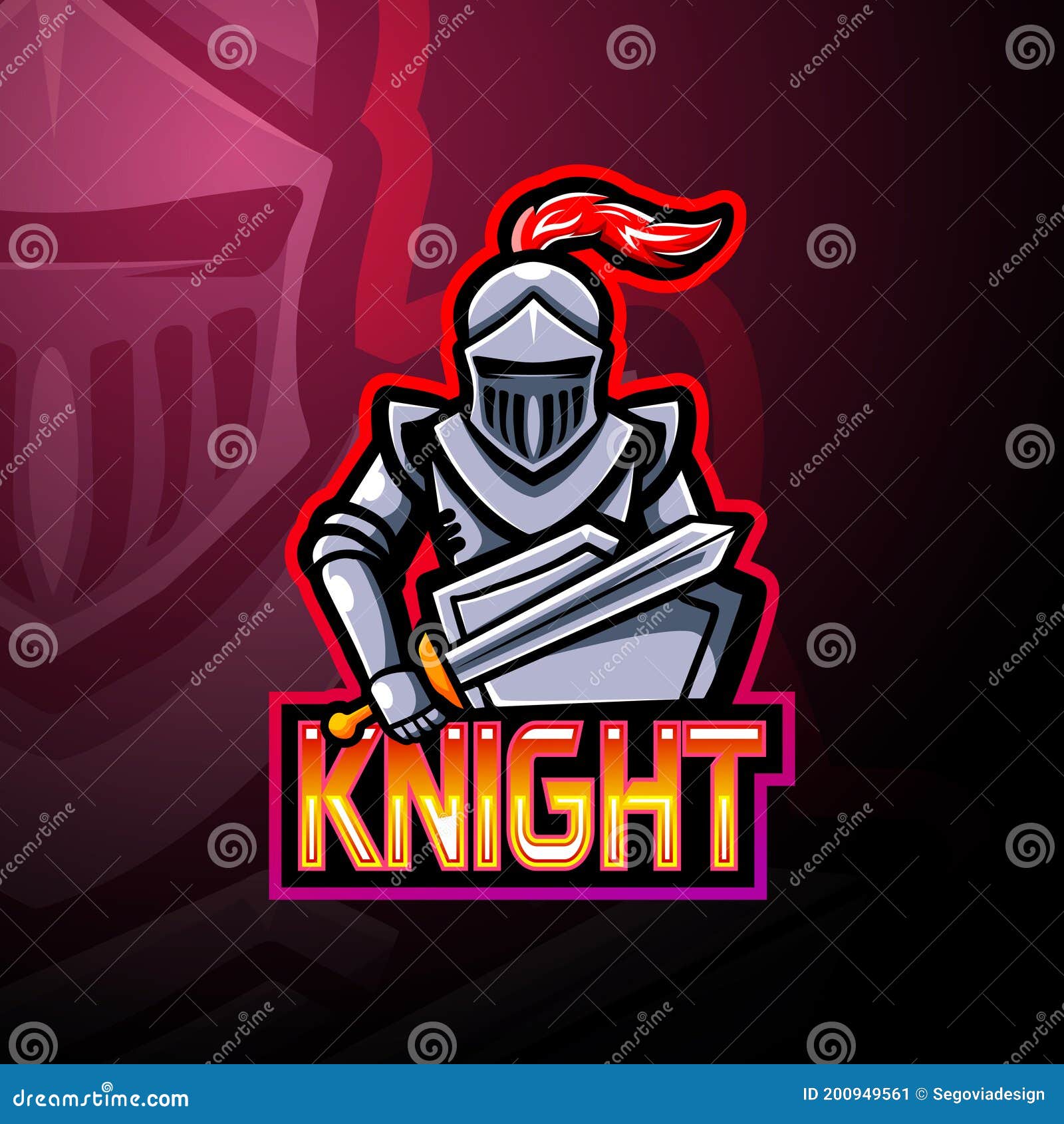 Conception De Mascotte Du Logo De Chevalier Esport Illustration de ...