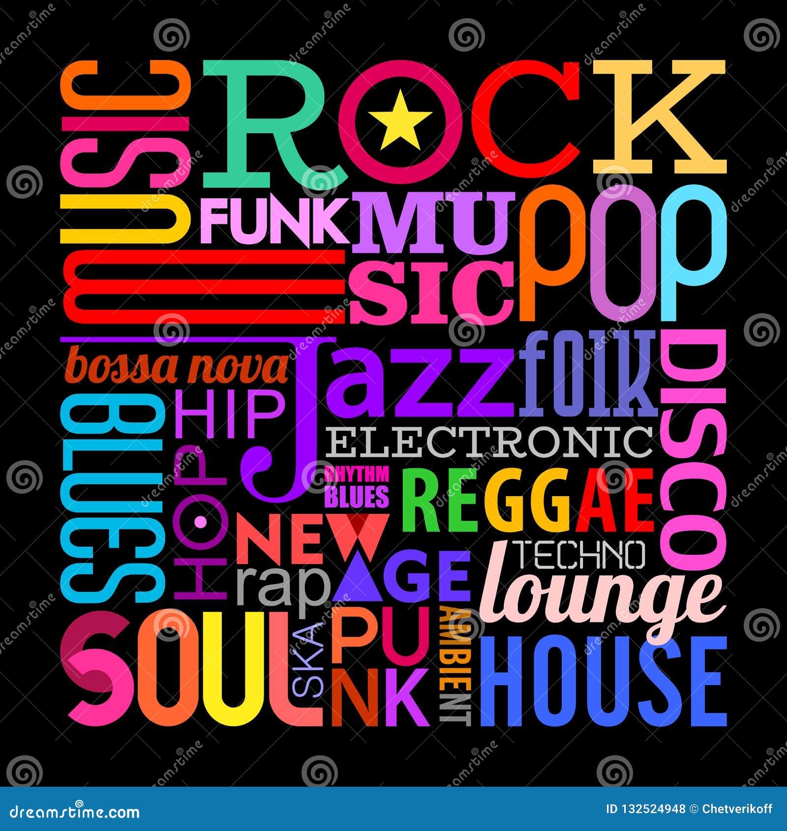 Conception Des Textes De Styles De Musique Illustration de Vecteur ...