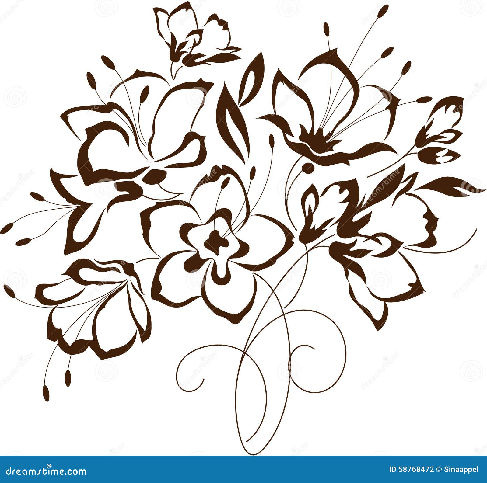 Conception Florale, Bouquet Des Fleurs Stylisées Illustration de ...