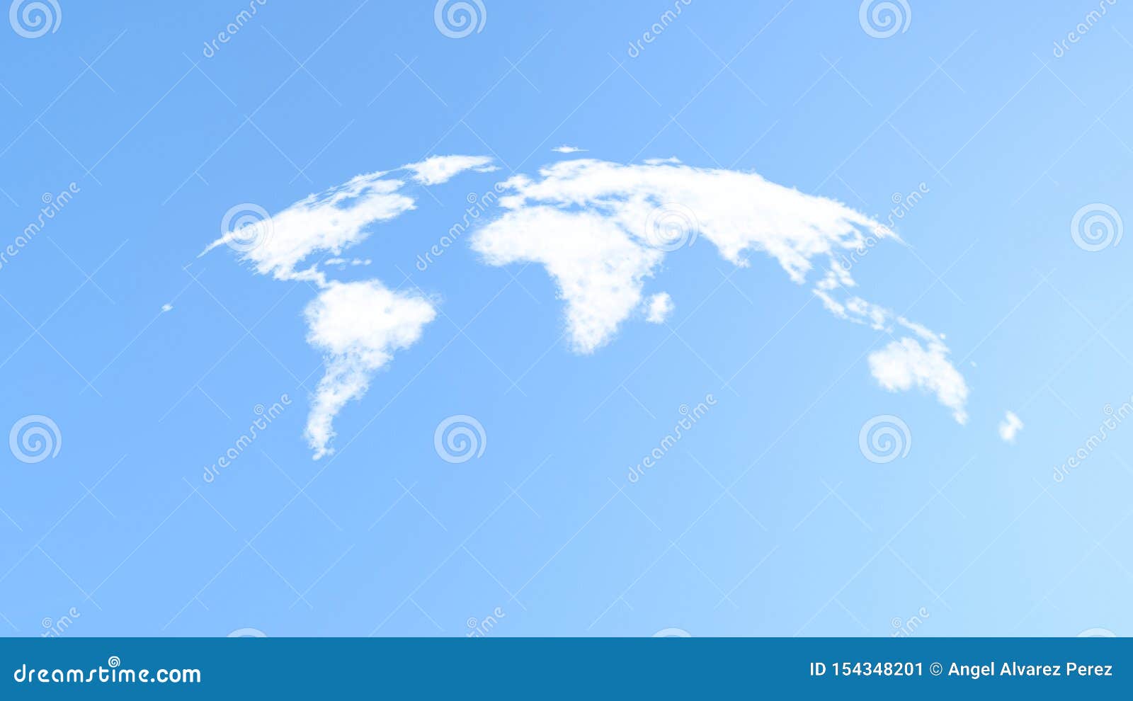 Conception Graphic Design Cloud World Map Under a Beautiful Blue Sky ...