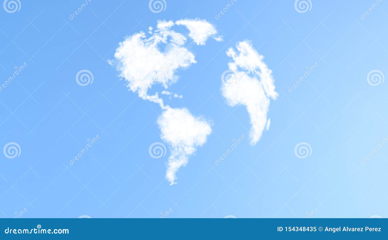 Conception Graphic Design Cloud World Map Under a Beautiful Blue Sky ...