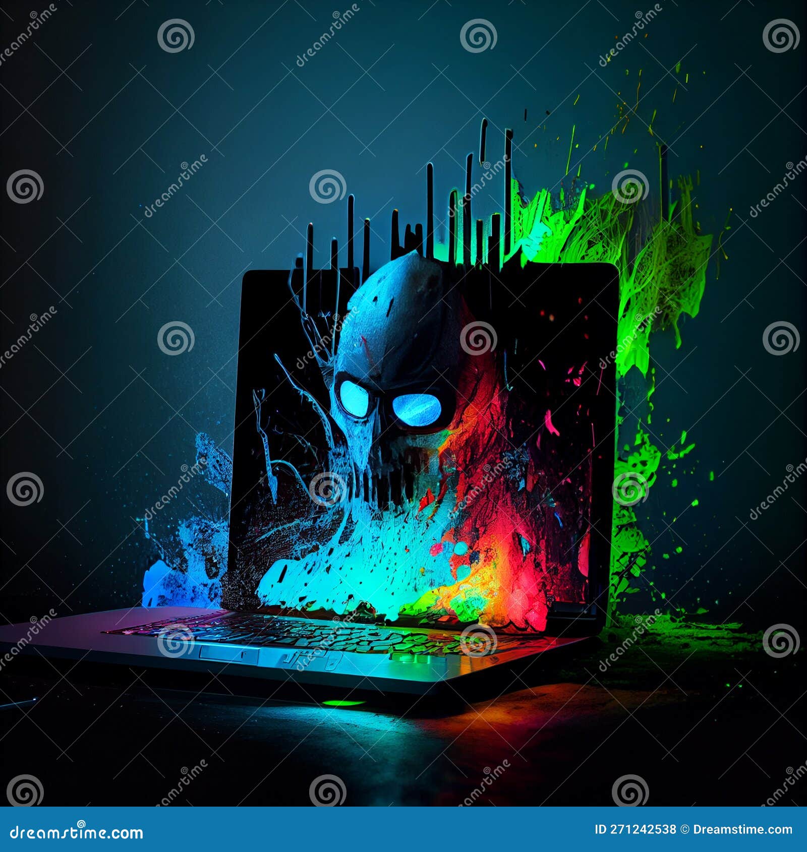 Conception of a Hacked Laptop during an Attack Stock Illustration ...