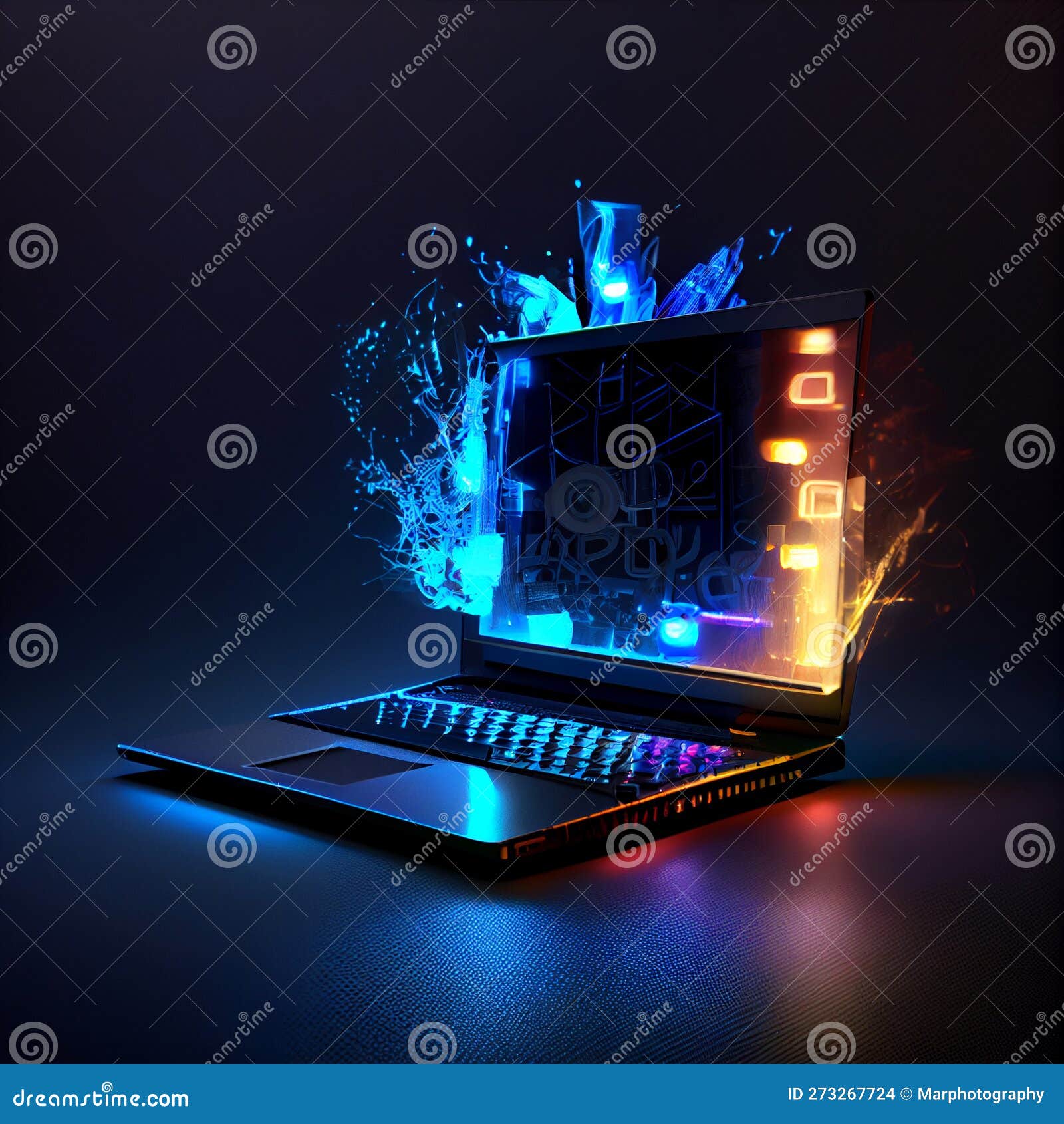 Conception of a Hacked Laptop during an Attack Stock Illustration ...
