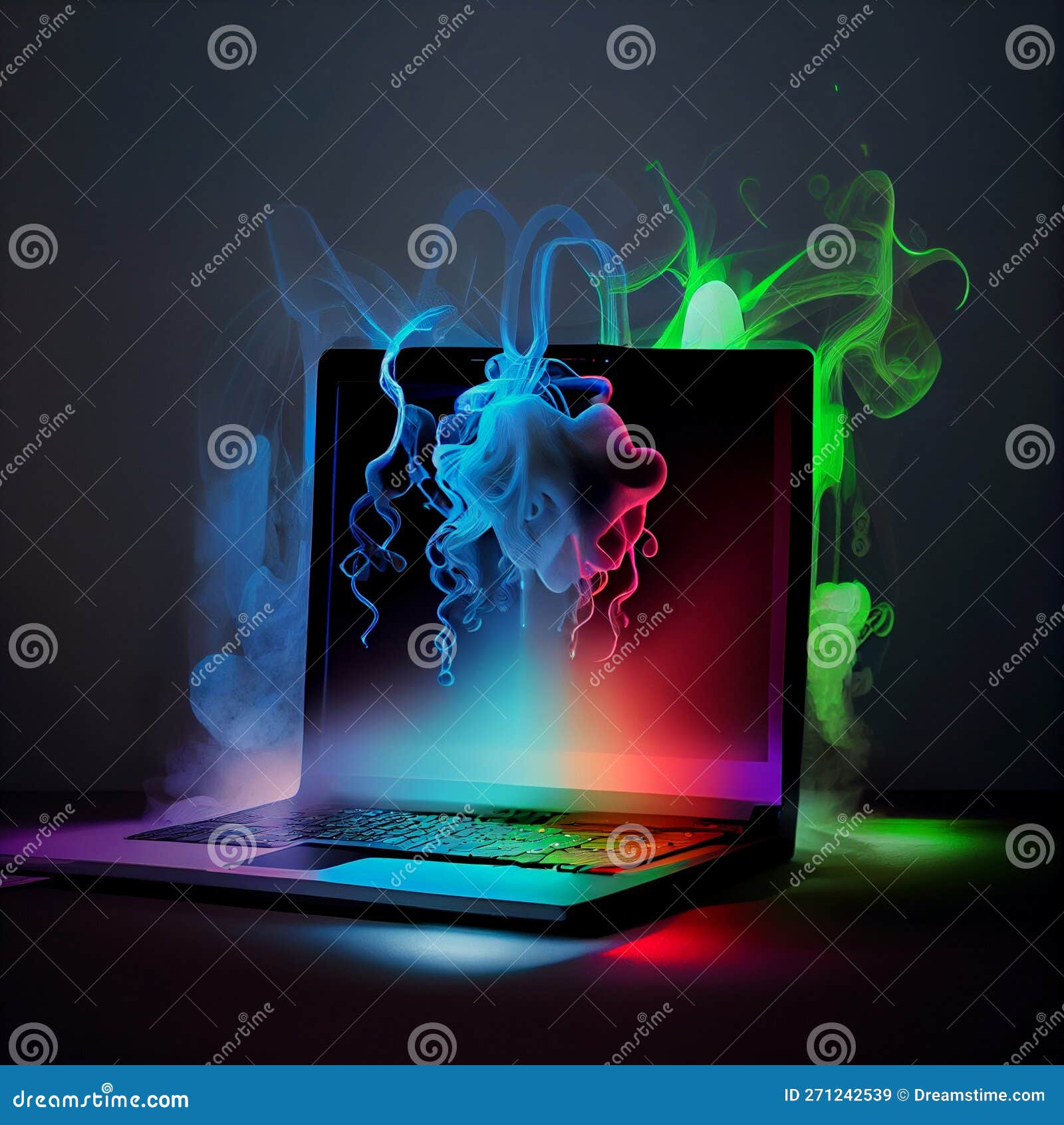 Conception of a Hacked Laptop during an Attack Stock Illustration ...