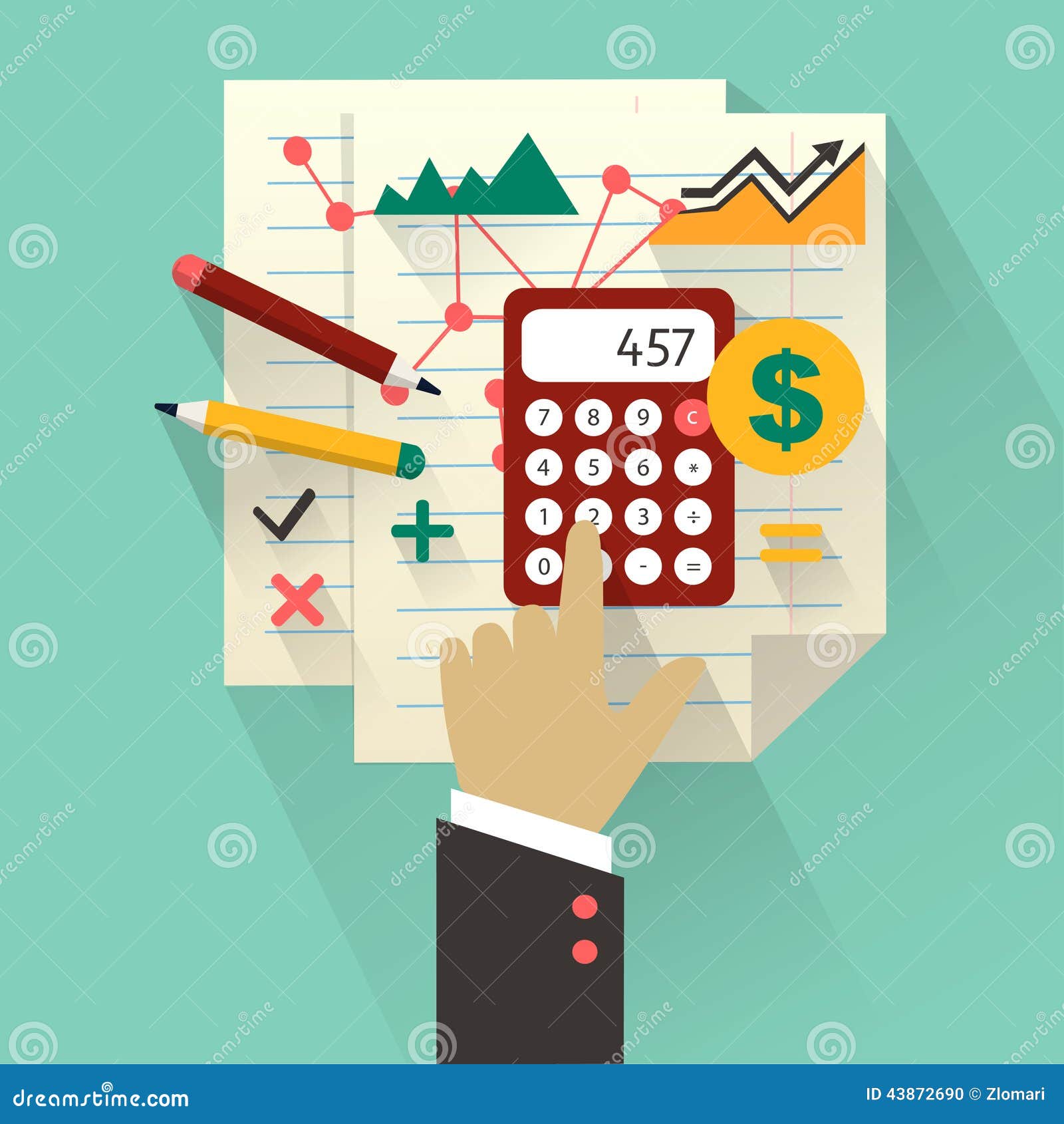 Conception Plate Concept D'affaires Avec La Main Comptabilité ...