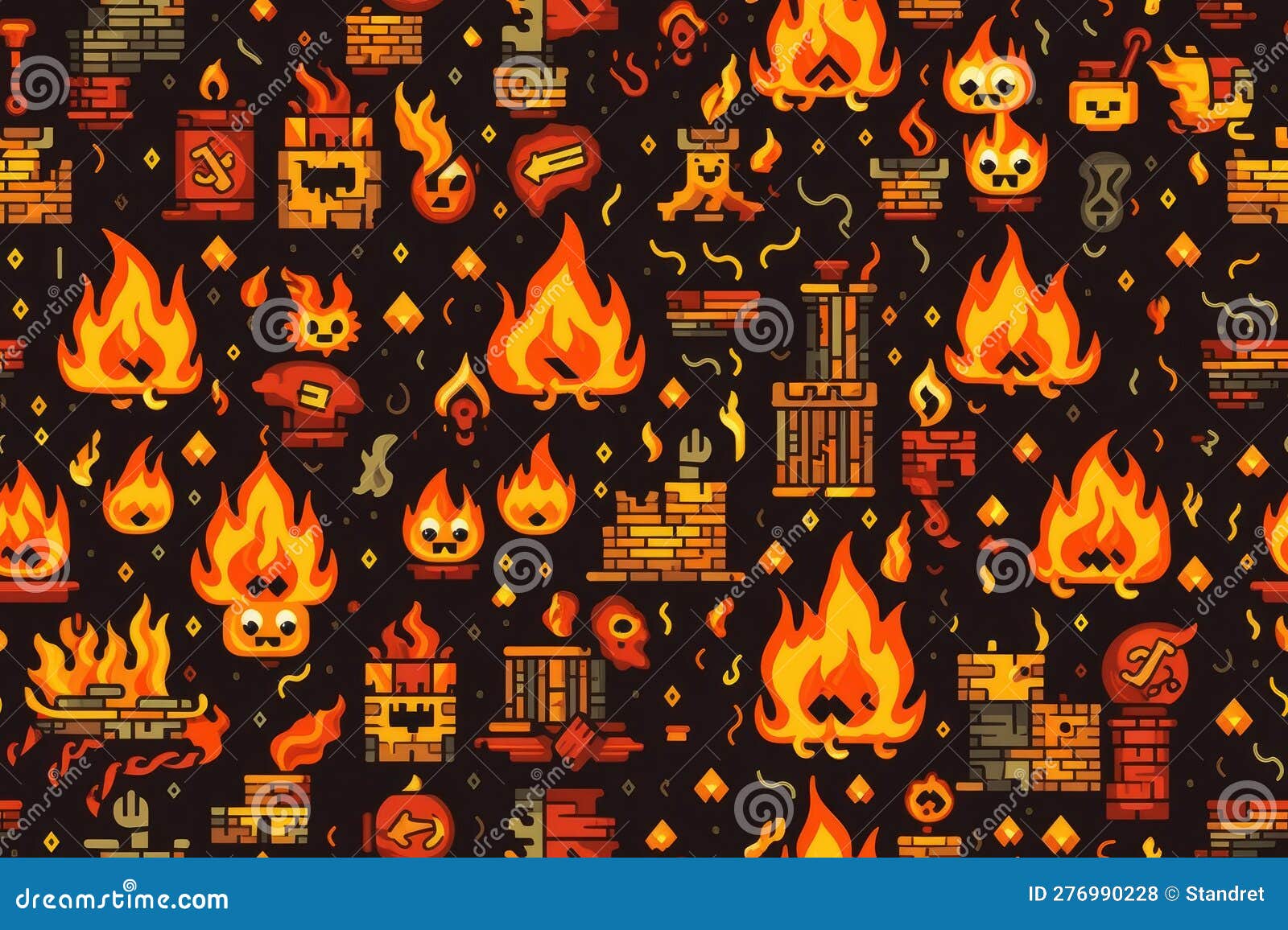 Conception of Retro 8 Bit Game. Beautiful Seamless Pattern Picture ...