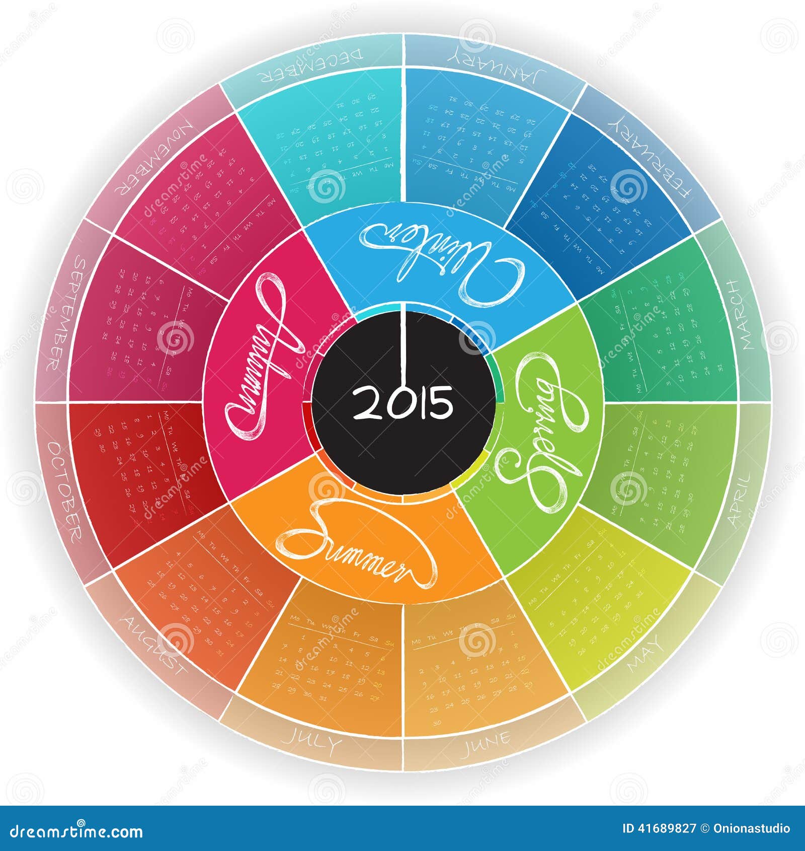 Conception Ronde 2015 De Calendrier Illustration de Vecteur ...