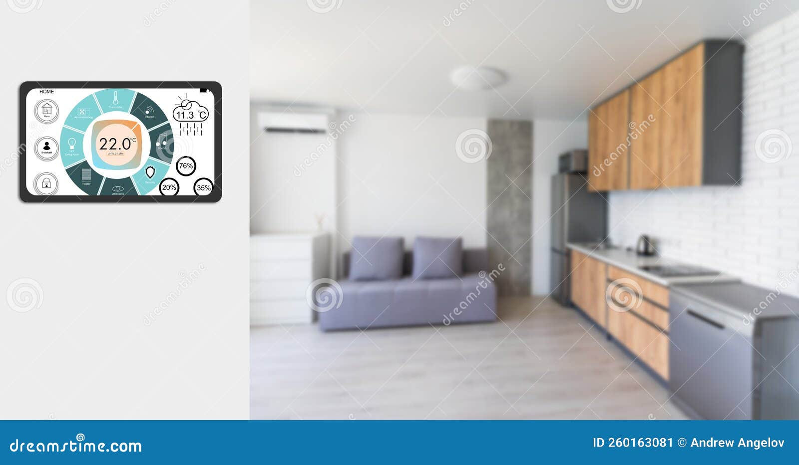 Conception of Smart Kitchen Controlled by Tablet Application Stock ...