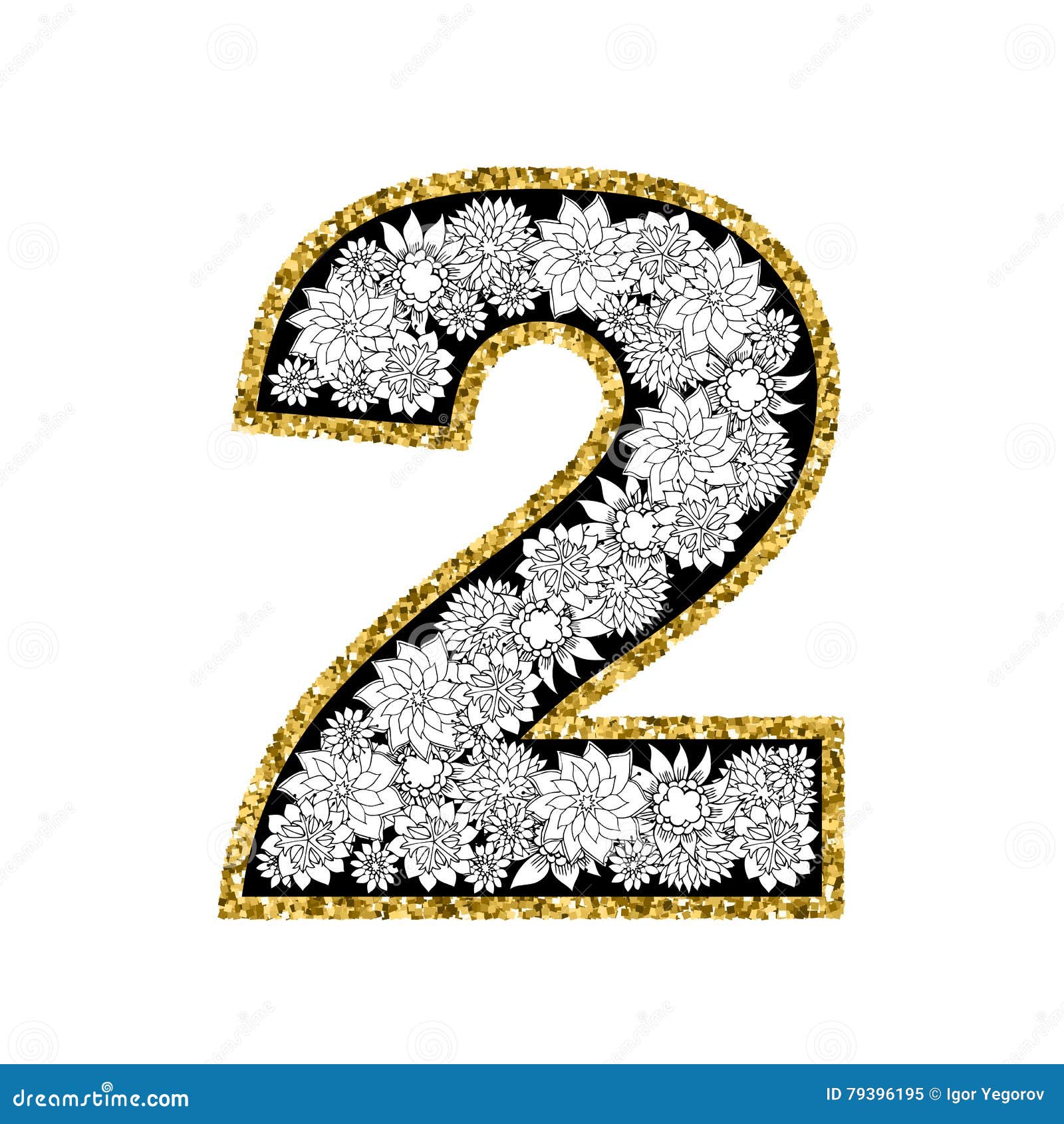 Conception Tirée Par La Main D'alphabet Chiffre 2 Illustration de ...