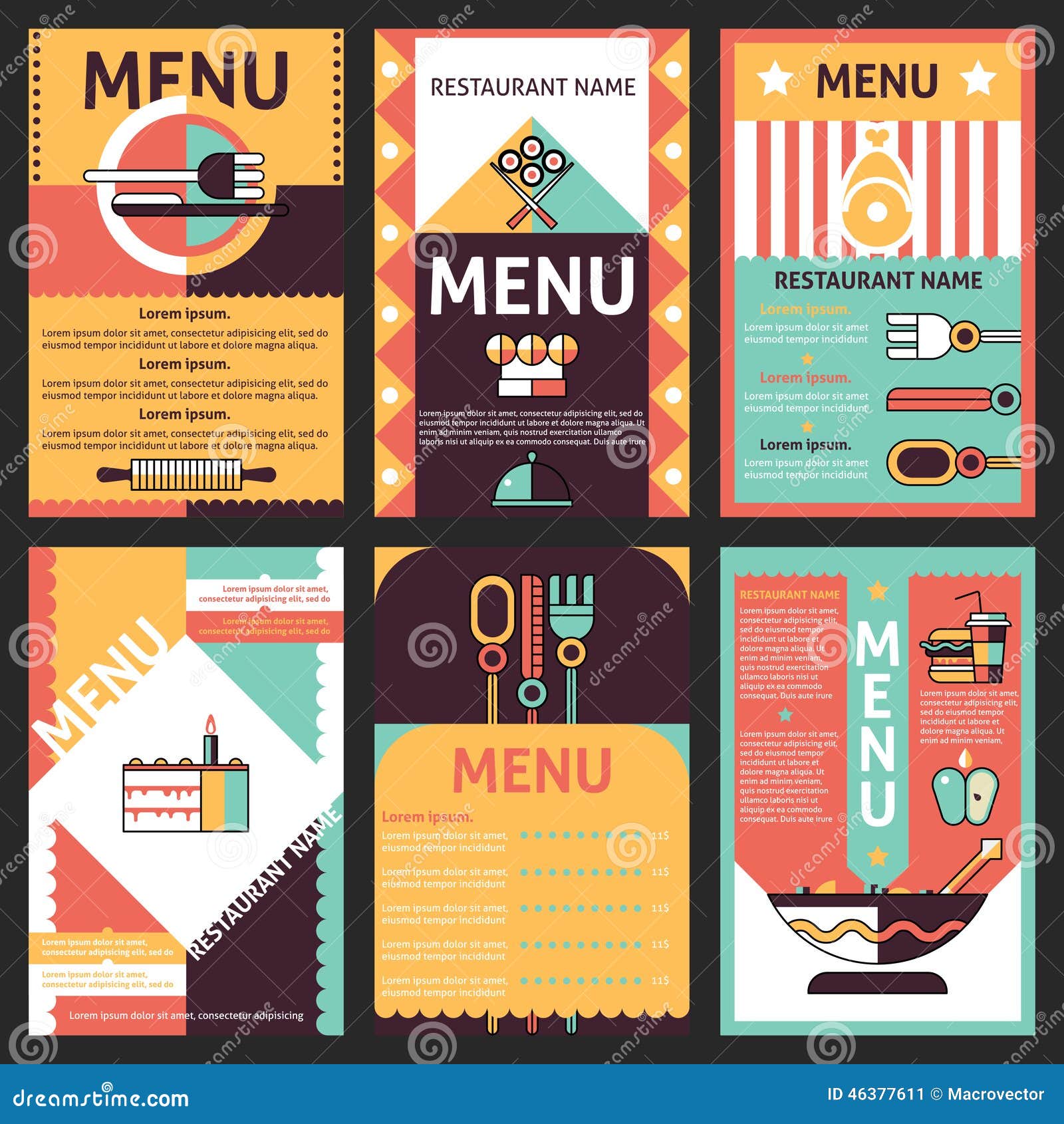 Conceptions De Carte De Restaurant Illustration de Vecteur ...