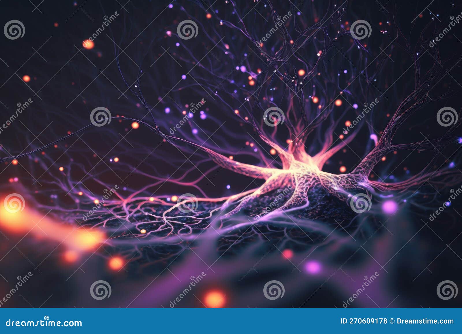 Concepto Abstracto De La Actividad Cerebral Humana Neuronas Disparando