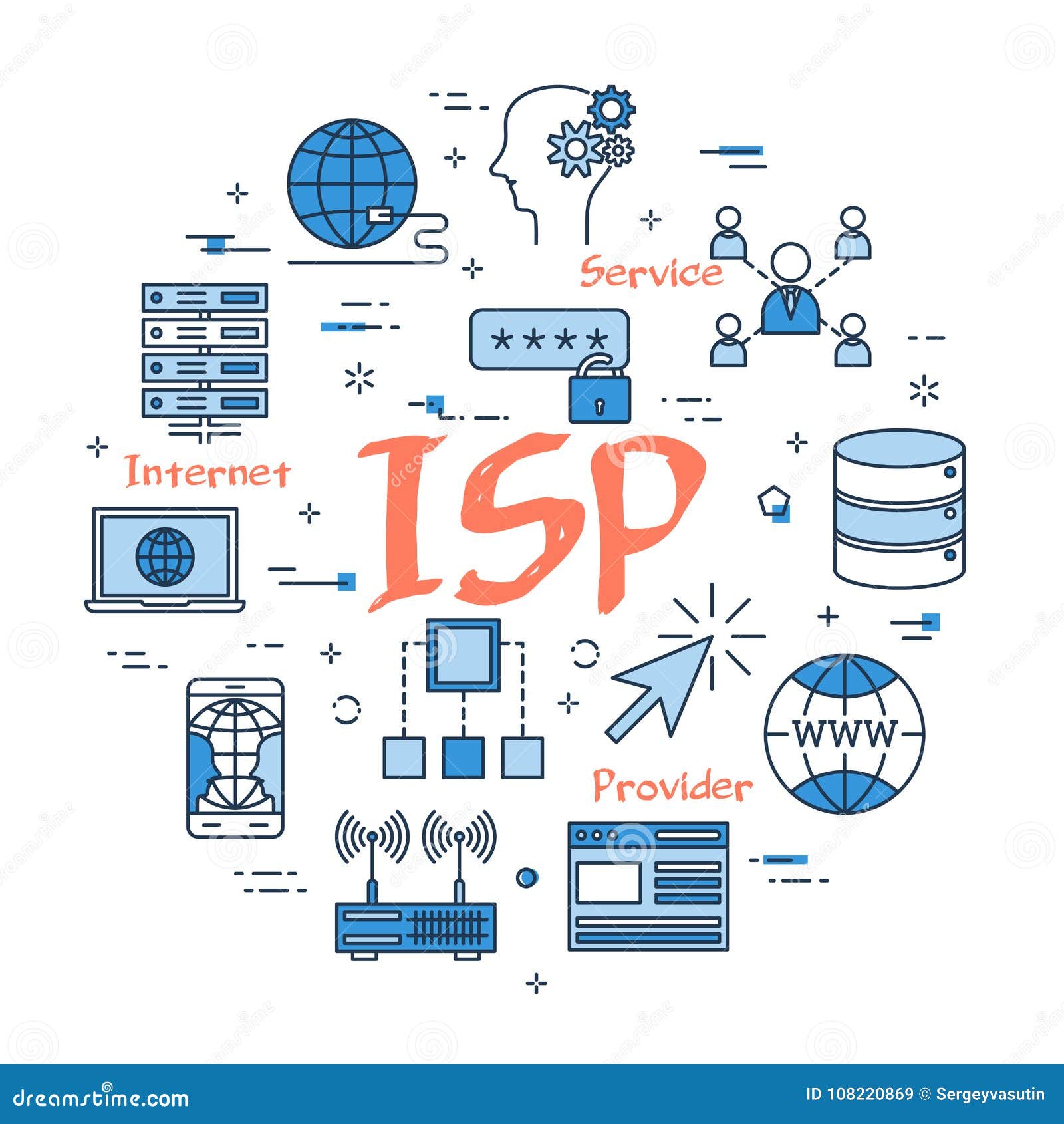Concepto Azul De Service Provider De Internet Ilustración del Vector - Ilustración de bandera ...