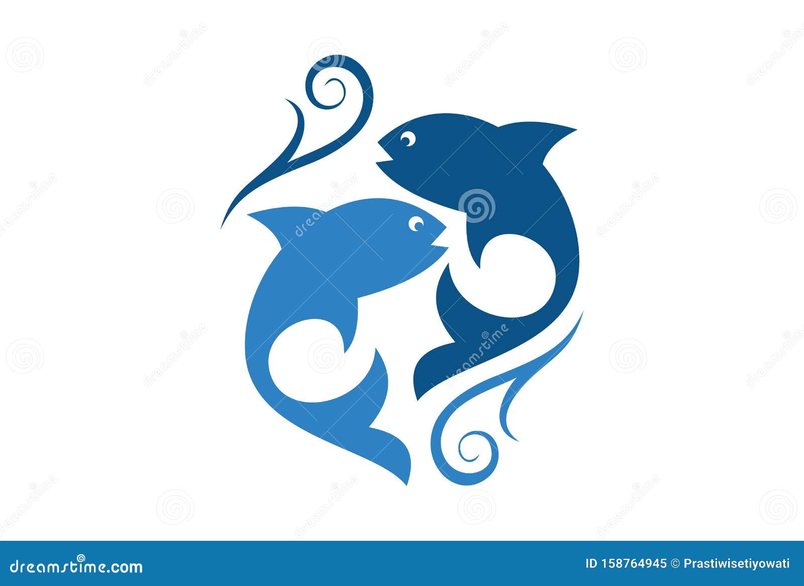 Concepto Azul Del Logo De Dos Peces Ilustración del Vector ...