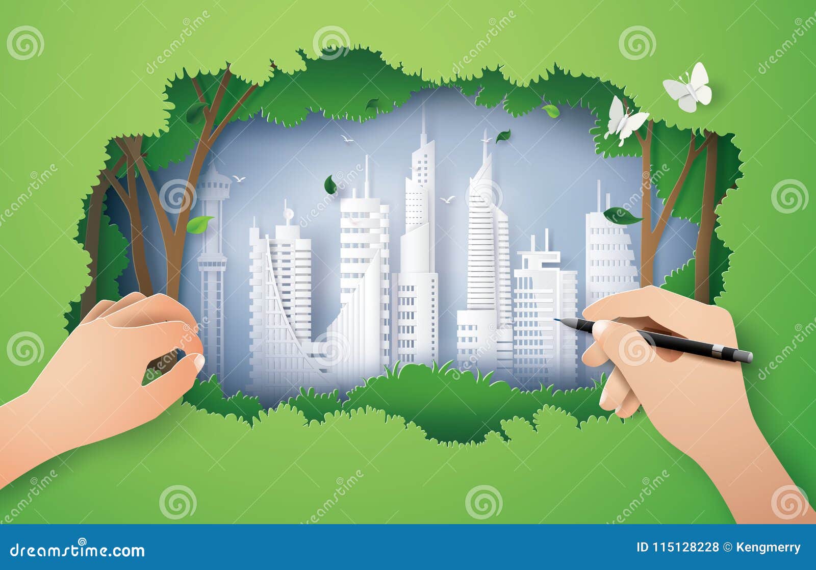 Concepto De Ambiente Del Eco Con La Ciudad Verde Ilustración del Vector ...