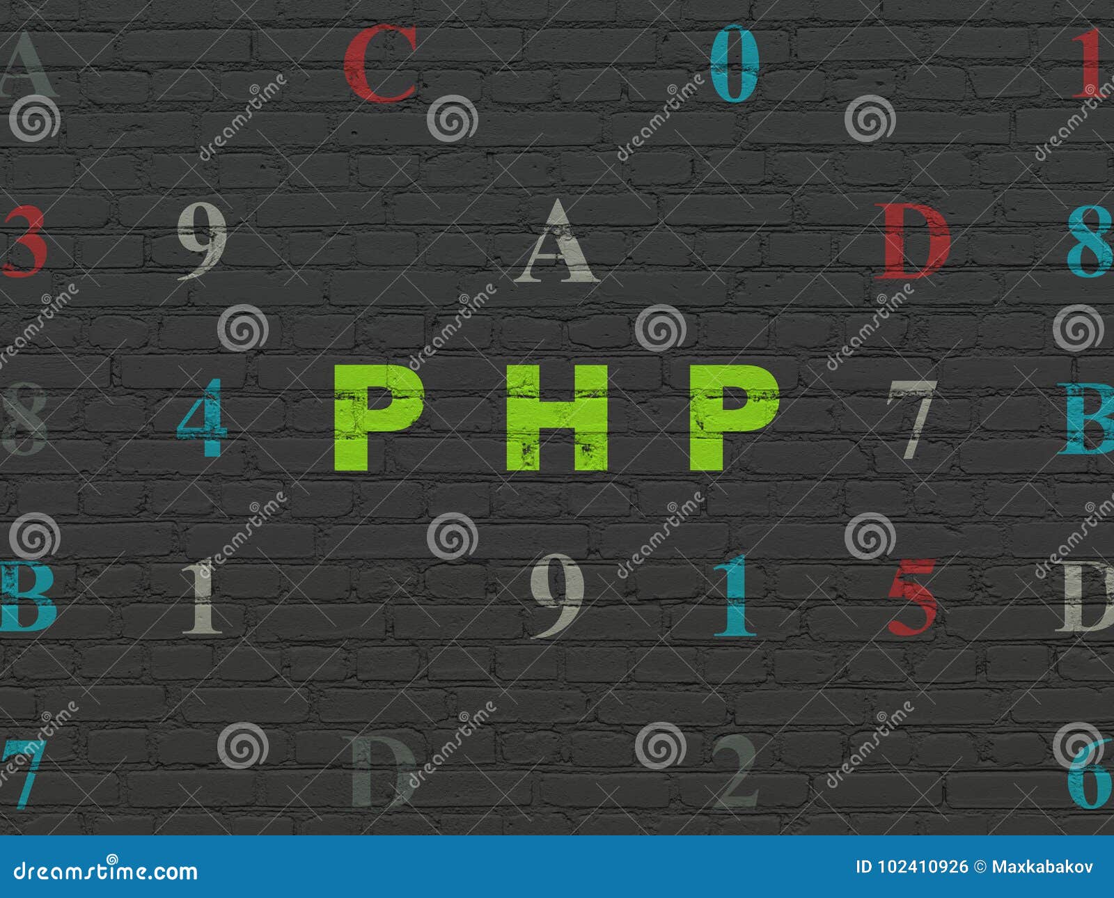 Concepto De La Base De Datos: PHP En Fondo De La Pared Stock de ilustración - Ilustración de ...