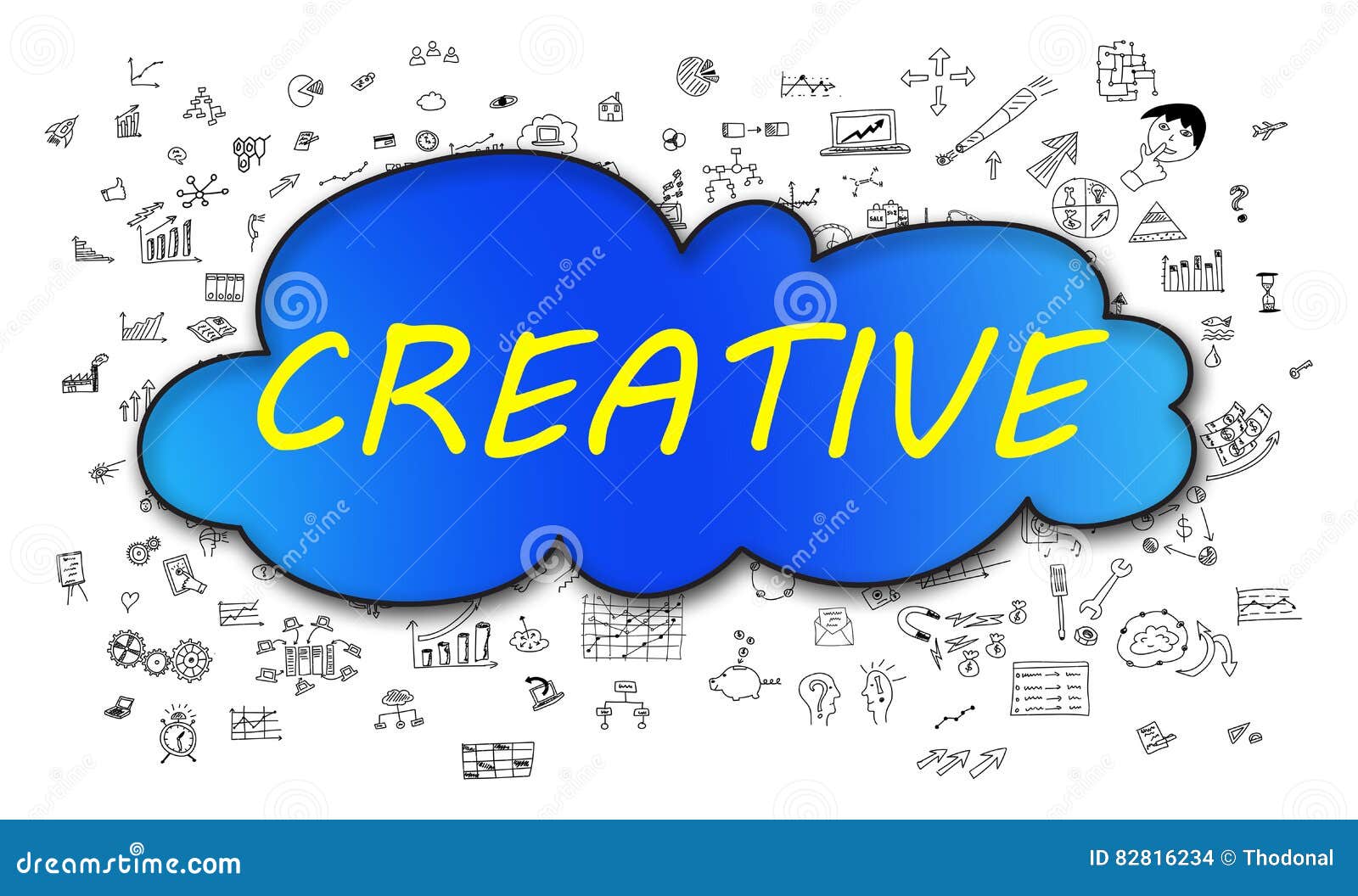 Concepto De La Creatividad En El Fondo Blanco Stock de ilustración ...