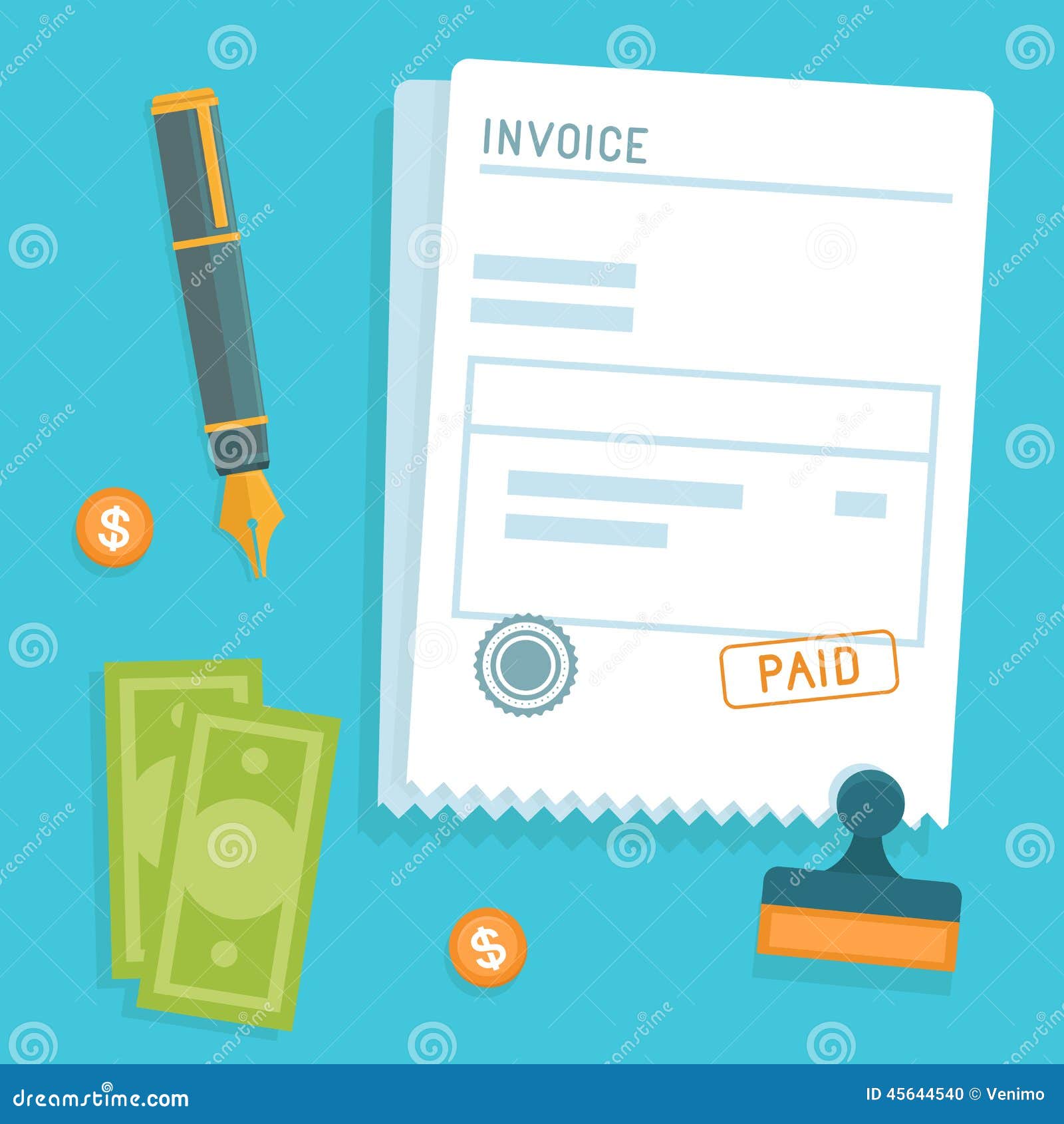 Concepto De La Factura Del Vector En Estilo Plano Ilustración del ...