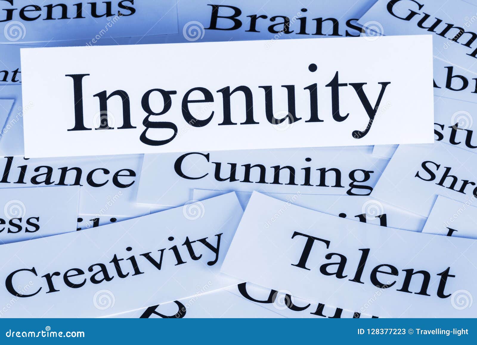 Concepto De La Ingeniosidad En Palabras Imagen de archivo - Imagen de ...