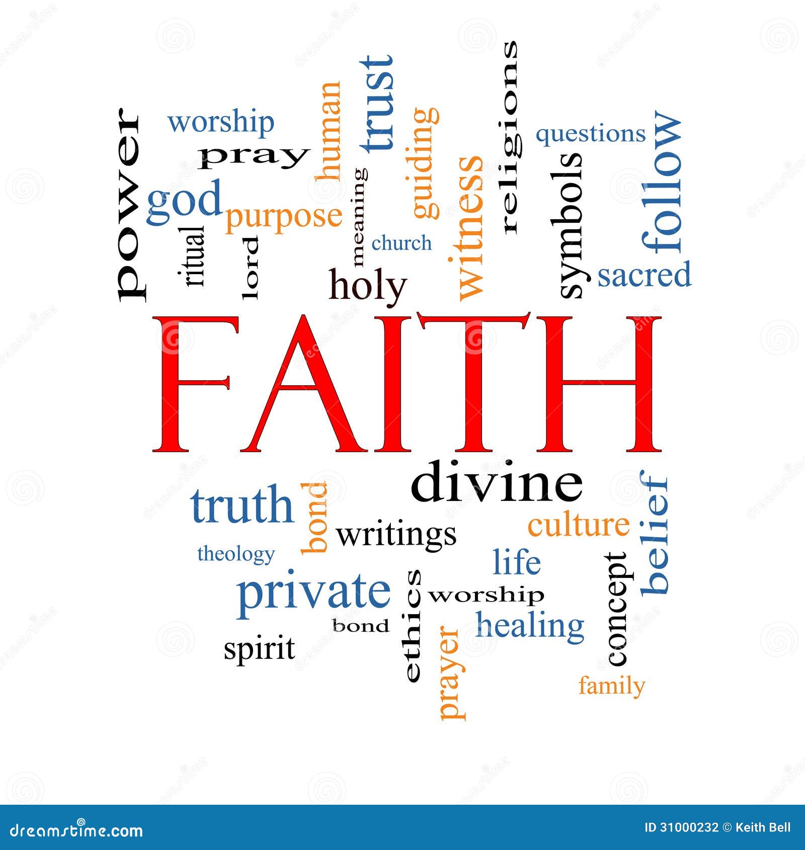 Concepto De La Nube De La Palabra De La Fe Stock de ilustración ...
