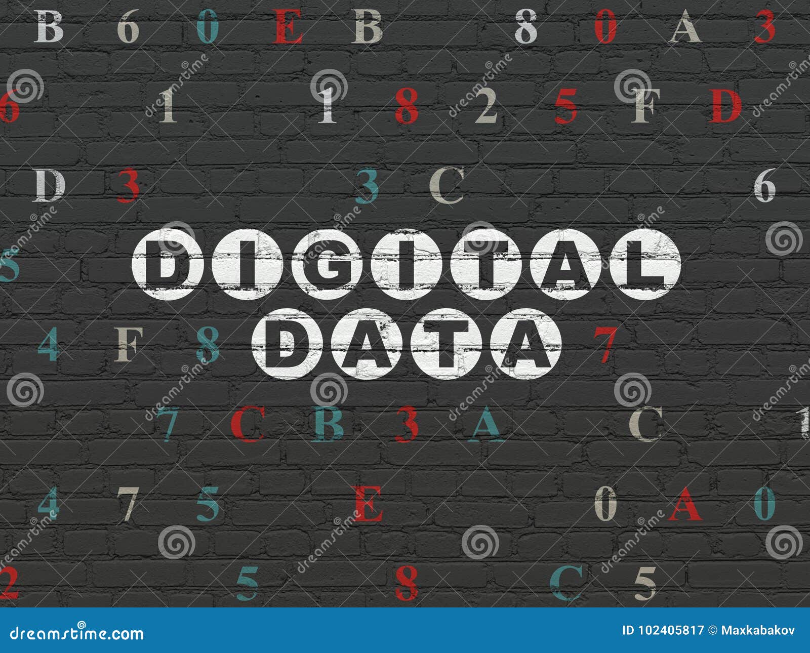 Concepto De Los Datos: Datos De Digitaces Sobre Fondo De La Pared Stock ...