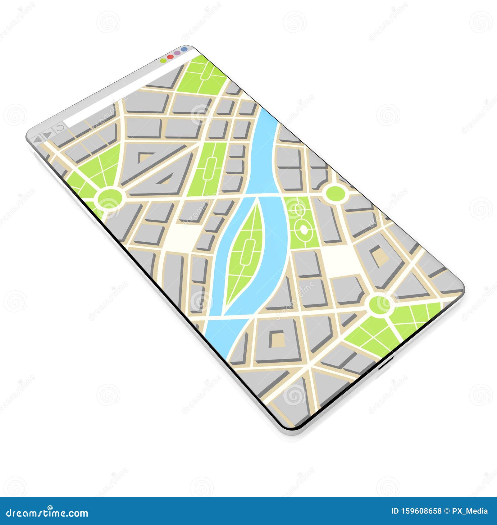 Concepto De Mapa De Ciudades En 3D, Moderno Smartphone Stock de ...