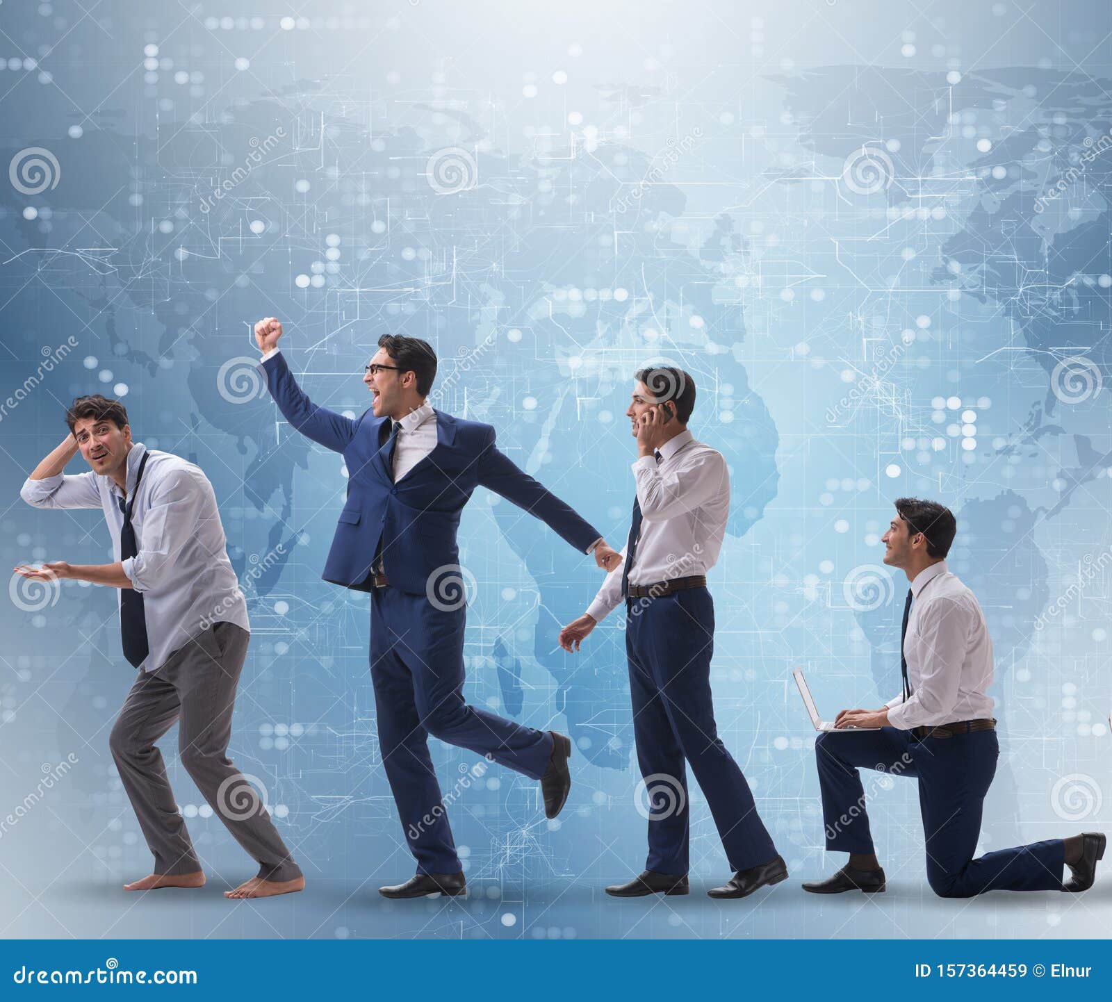 Concepto De Negocio Con El Hombre Progresando En Etapas Imagen de ...