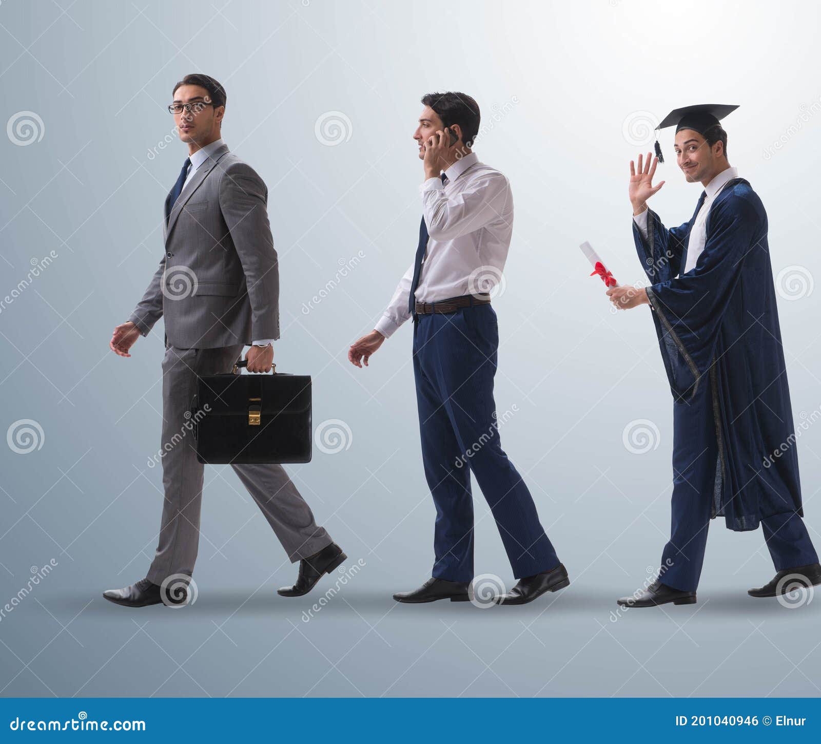 Concepto De Negocio Con El Hombre Progresando a Través De Etapas Foto ...