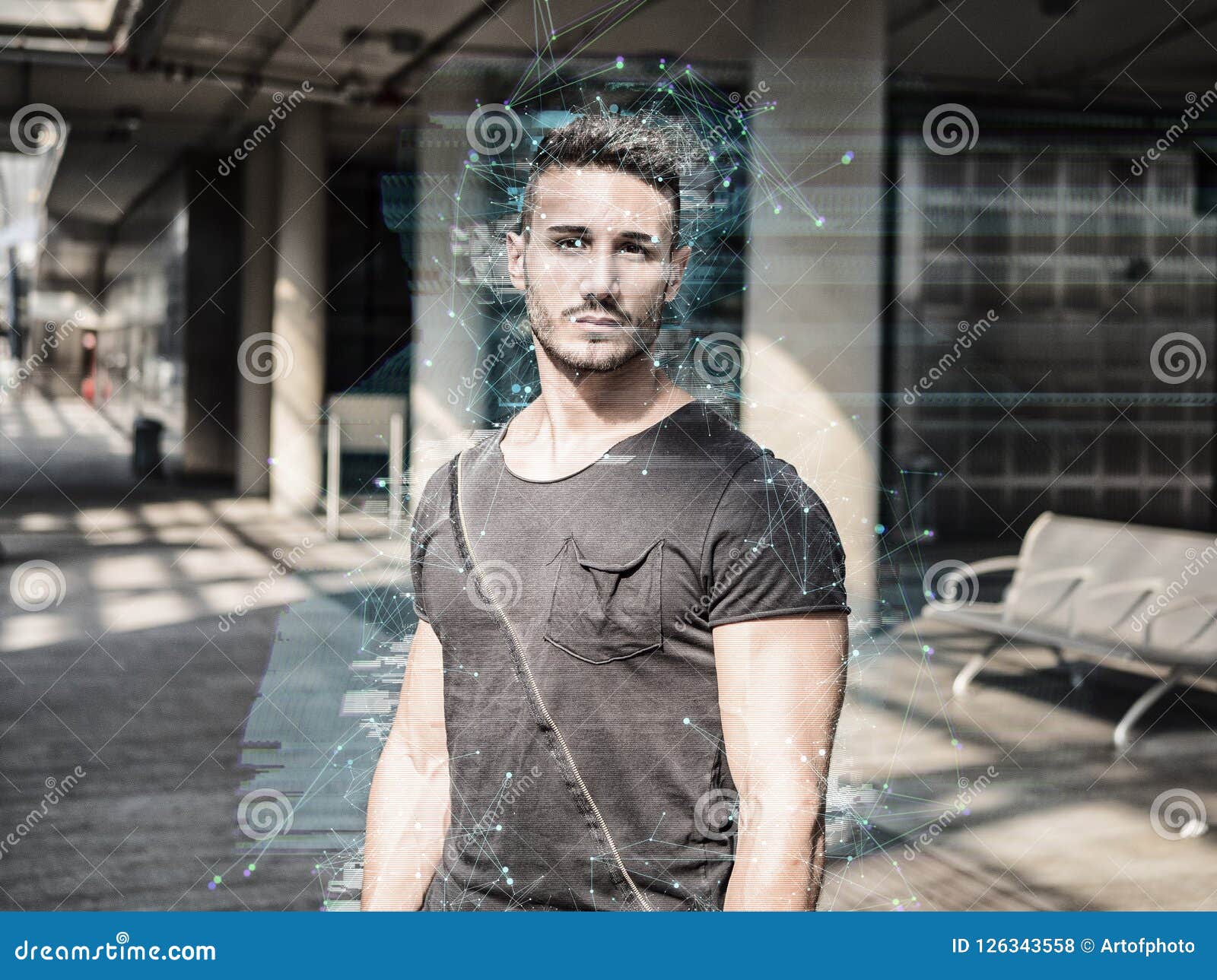 Concepto De Persona Digital Conectada, Hombre Joven Foto de archivo ...