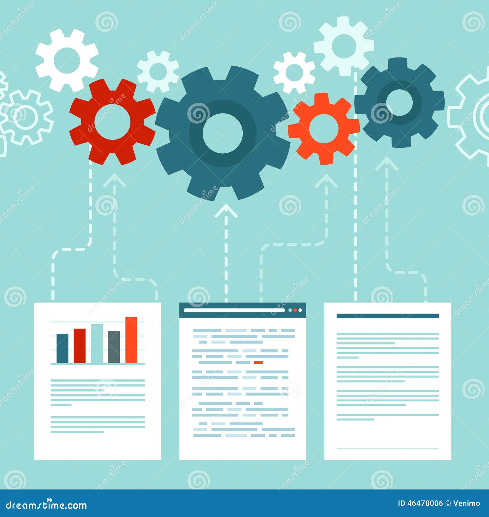 Concepto De Proceso De Datos Del Vector En Estilo Plano Ilustración del ...