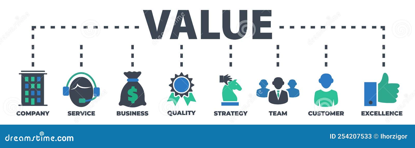 Concepto De Valor Con Iconos Y Signos Stock de ilustración ...