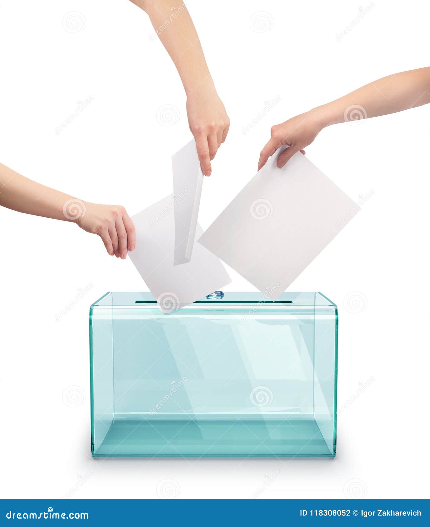 Concepto De Votación Manos Que Ponen El Papel De Votación En La Urna