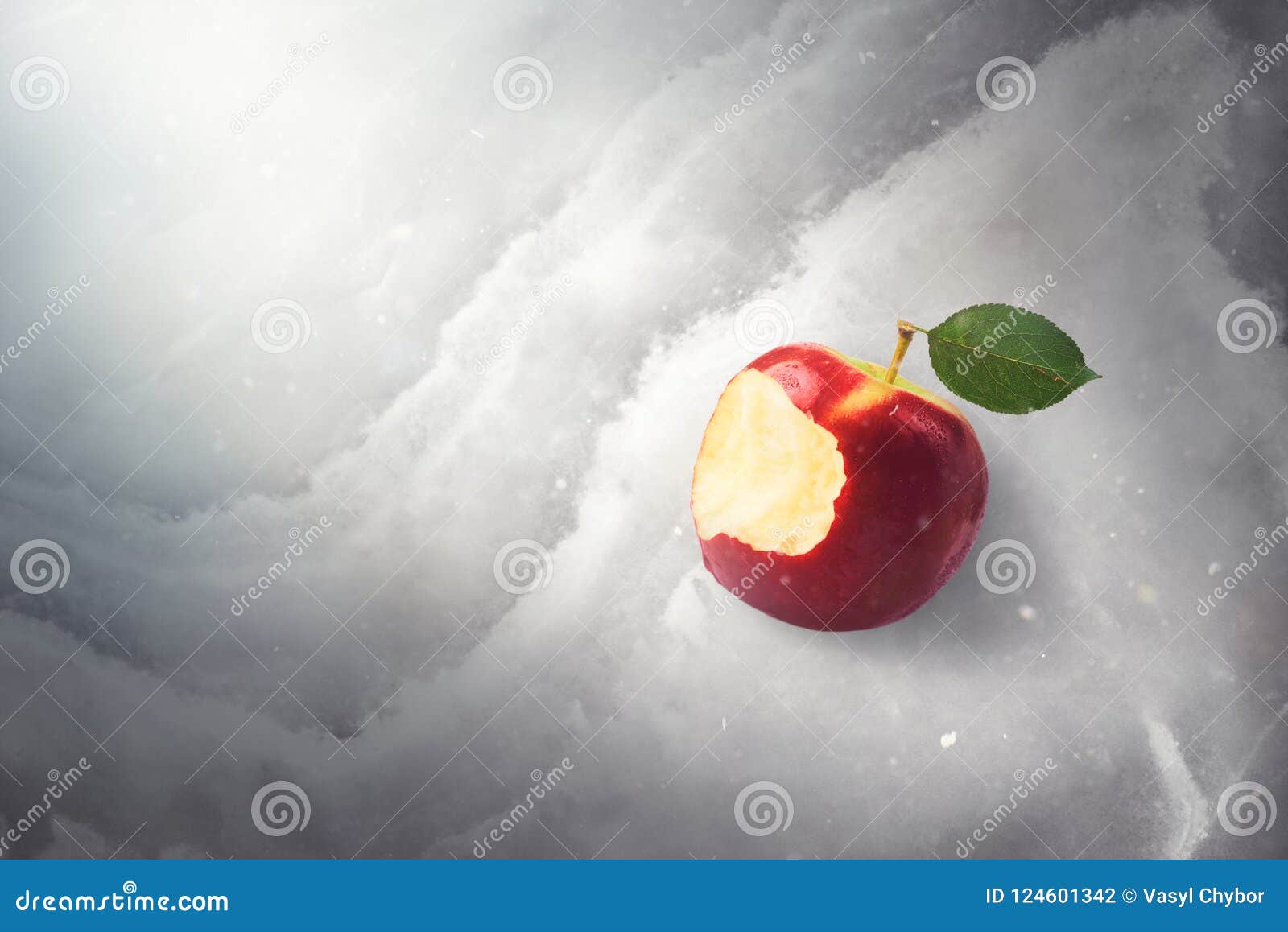 Concepto Del Cuento Del Cuento De Hadas Con La Manzana Roja Mordida