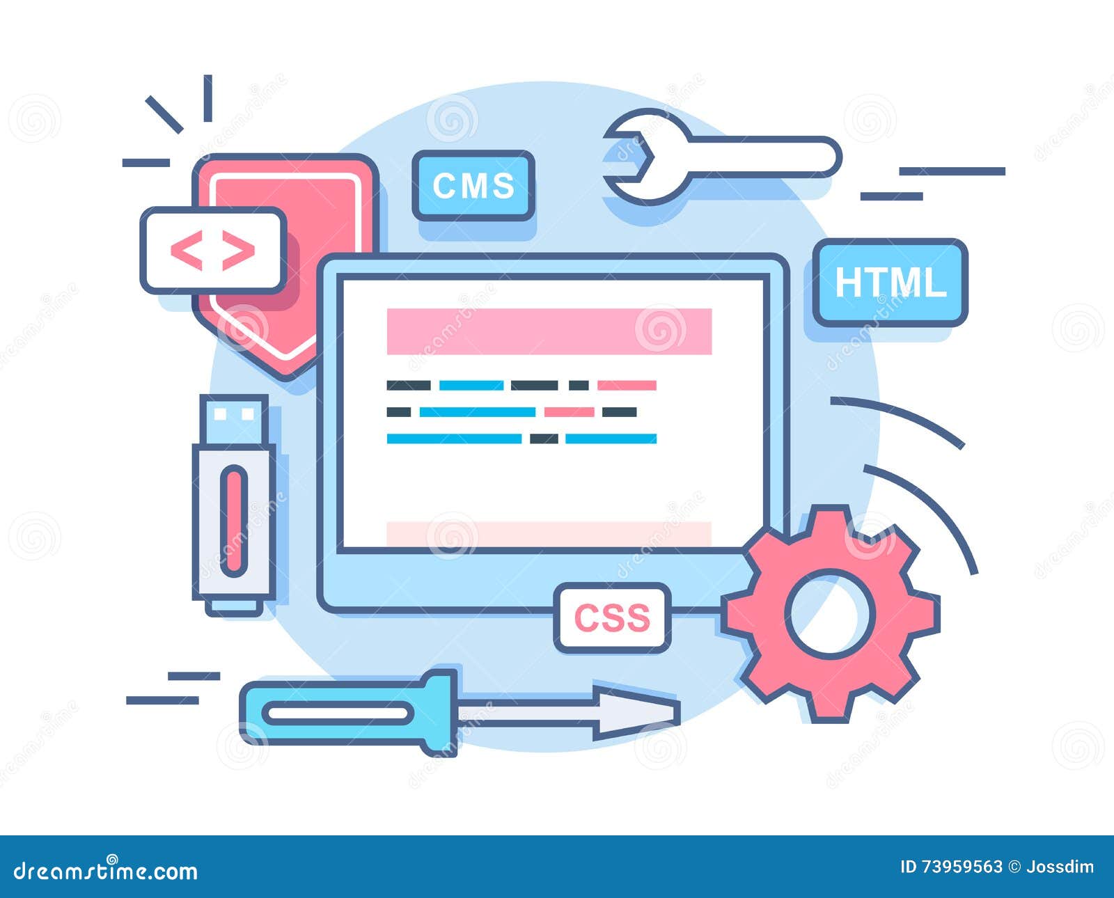 Concepto Del Desarrollo De La Programación Web Ilustración del Vector ...