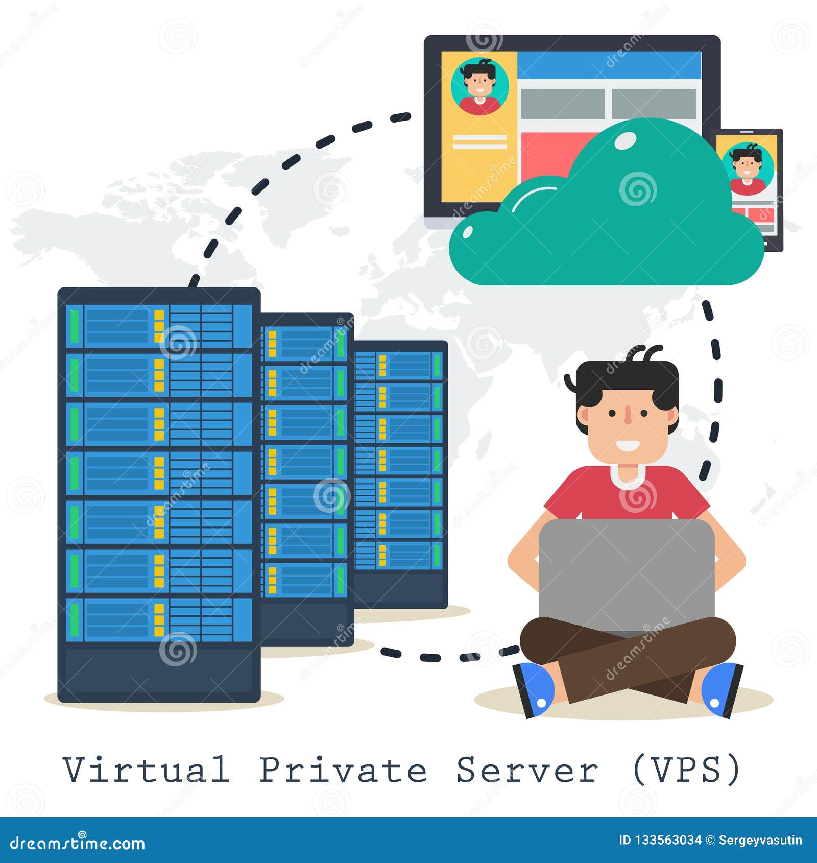 Concepto Del Vector De Servidor Privado Virtual En Blanco Ilustración ...
