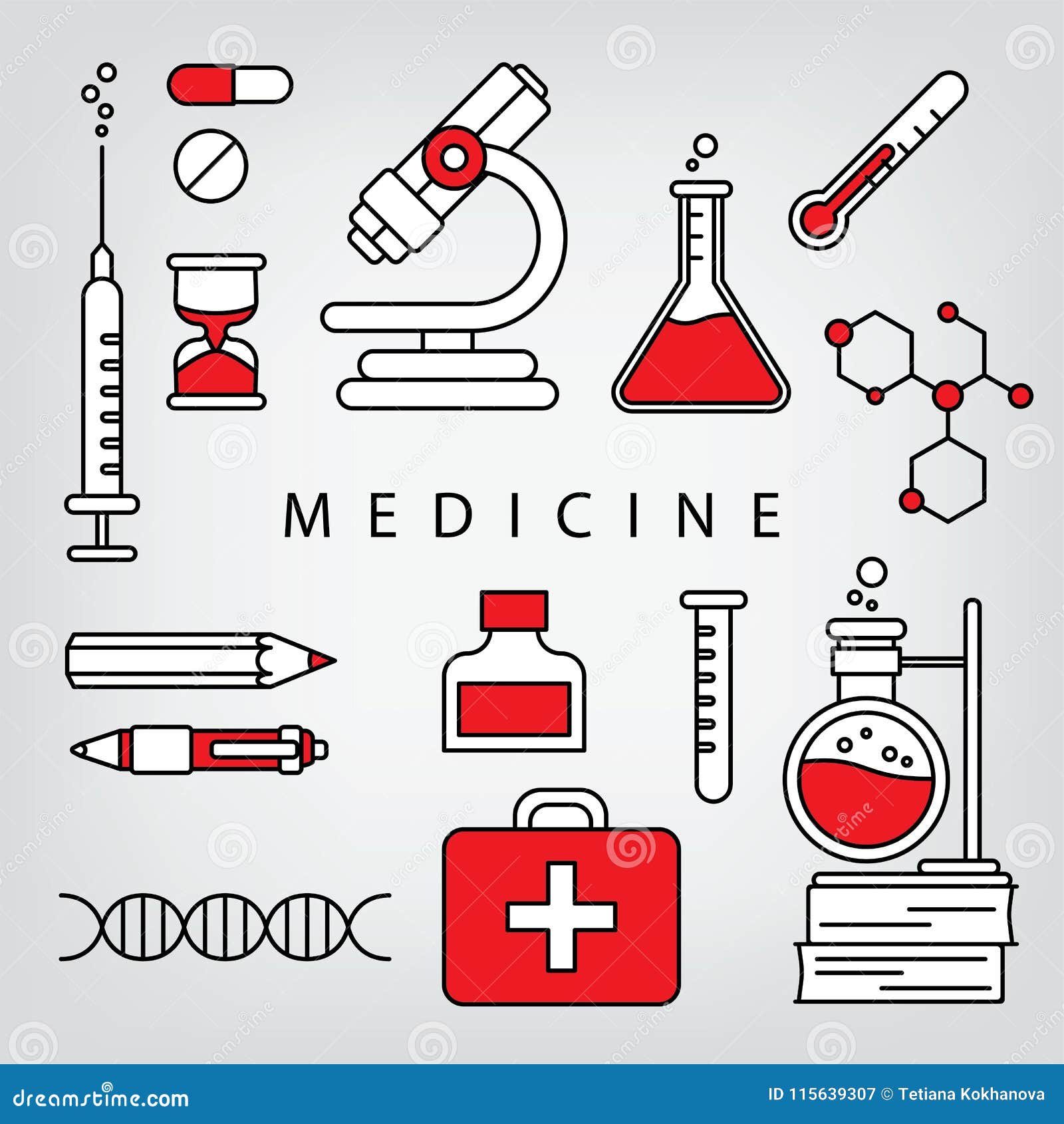 Concepto Linear Del Vector De La Medicina Ilustración del Vector ...