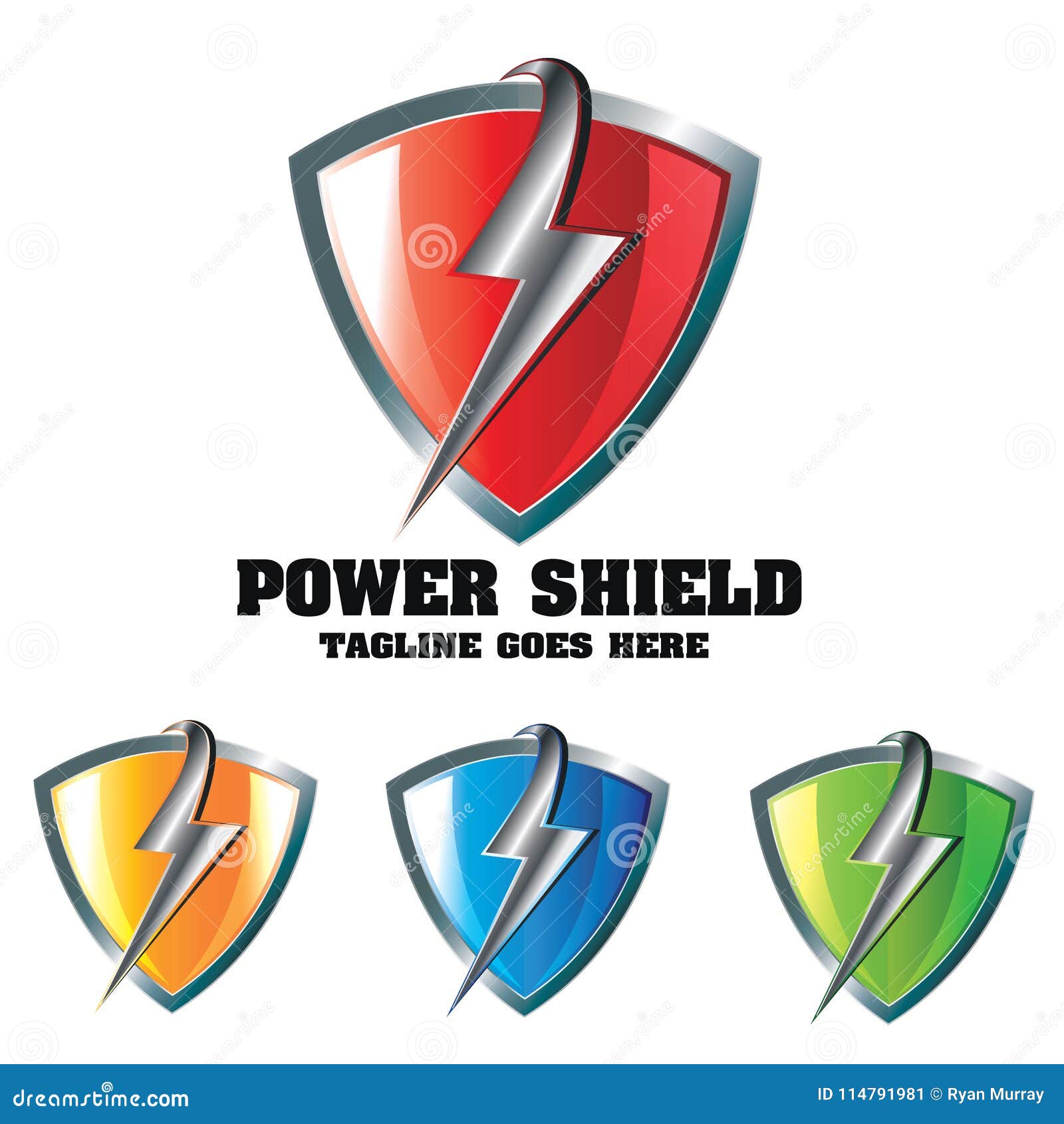 Concepto Logo Design Del Rayo Del Escudo Del Poder Ilustración del ...