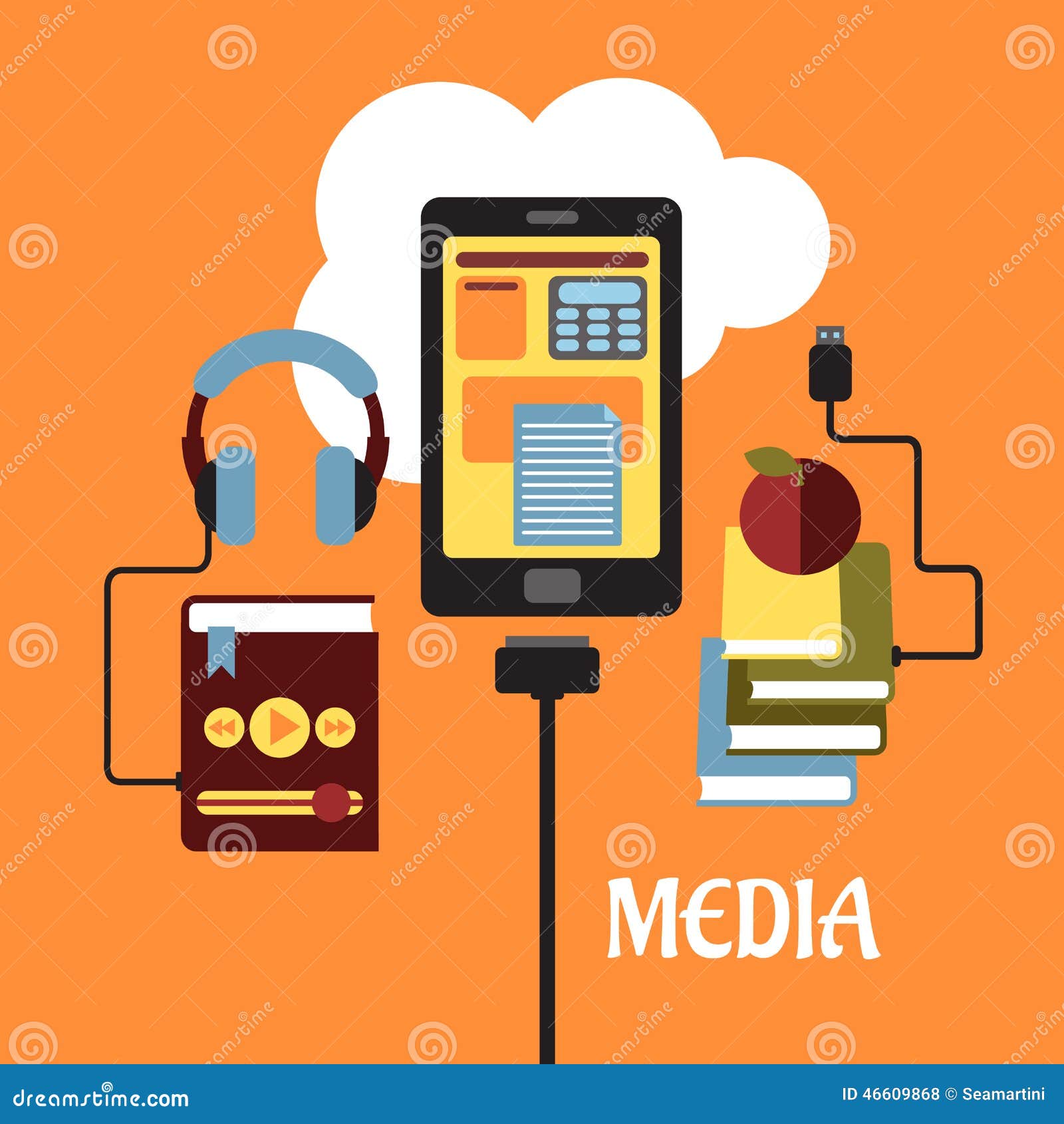 Concepto Plano De Las Multimedias Ilustración del Vector - Ilustración ...