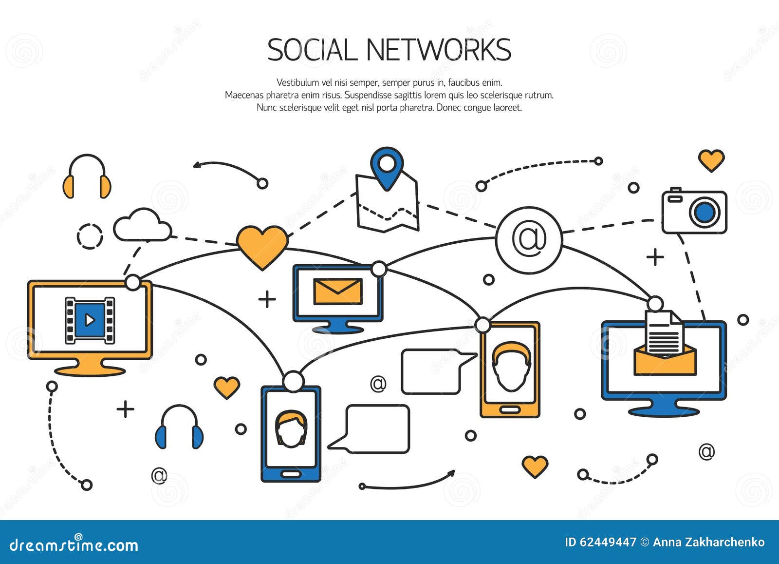 Concepto Social Del Esquema De La Red De Comunicación Ilustración del ...