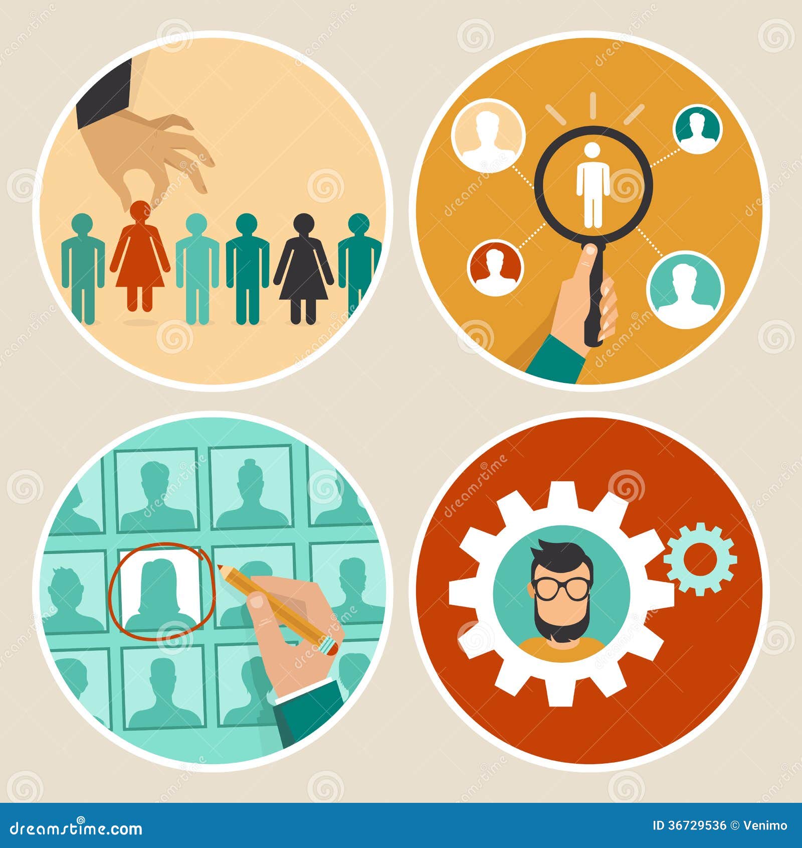 Conceptos E Iconos De Los Recursos Humanos Del Vector Ilustración del ...