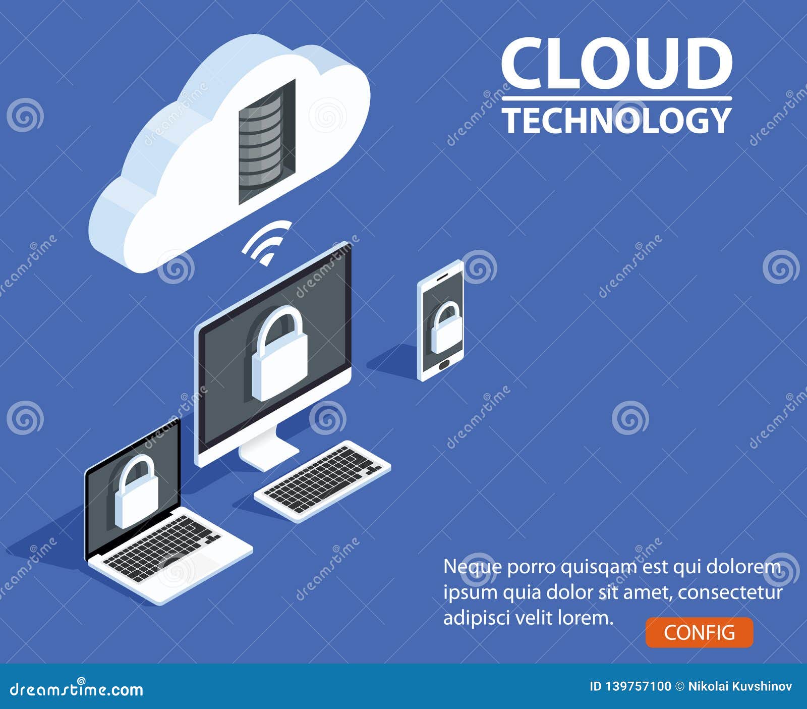 Concepts Cloud Storage. Header for Website with Computer, Laptop ...