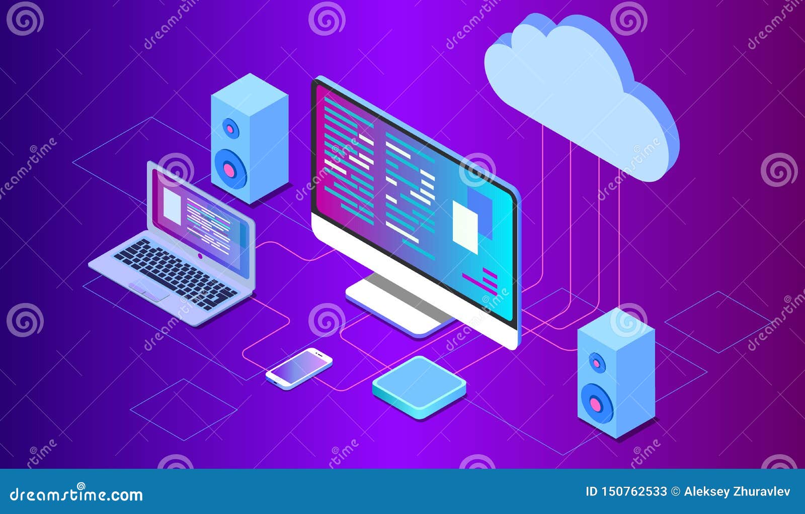 Concepts Cloud Storage. Header for Website with Computer, Laptop ...