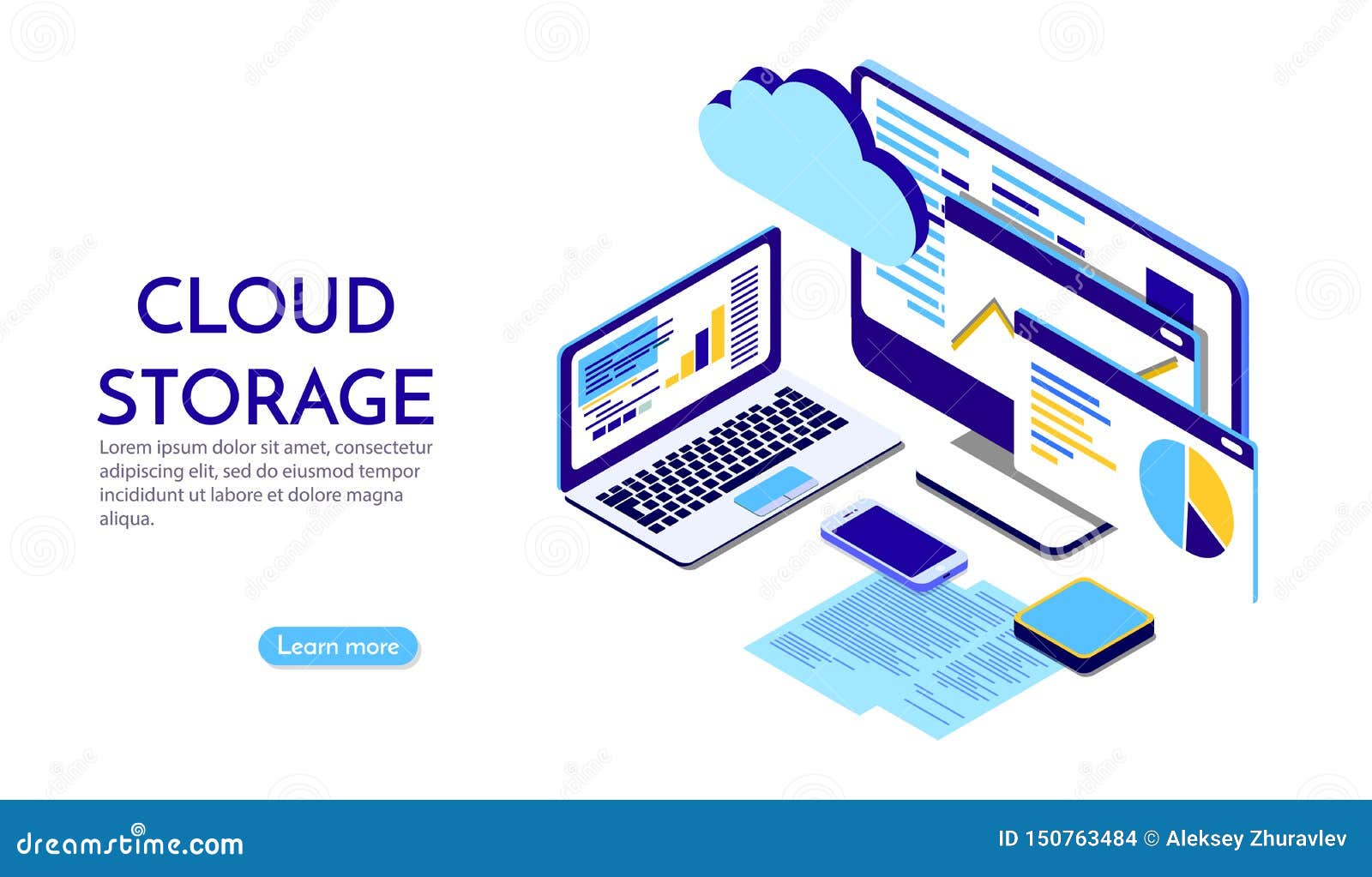 Concepts Cloud Storage. Header for Website with Computer, Laptop ...
