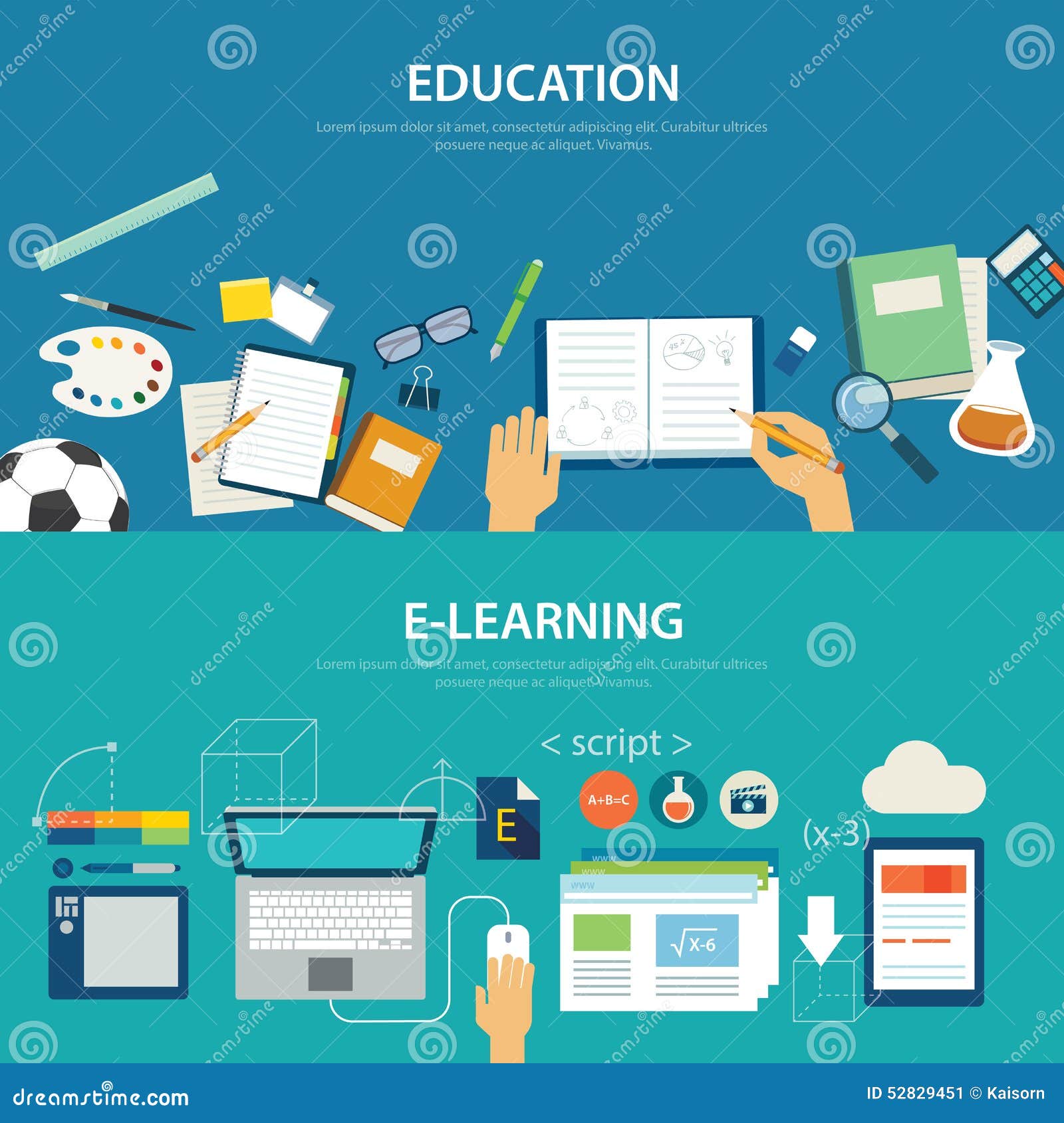 Concepts of Education and E-learning Flat Design Stock Vector ... Concepts of Education and E-learning Flat Design Stock Vector ...